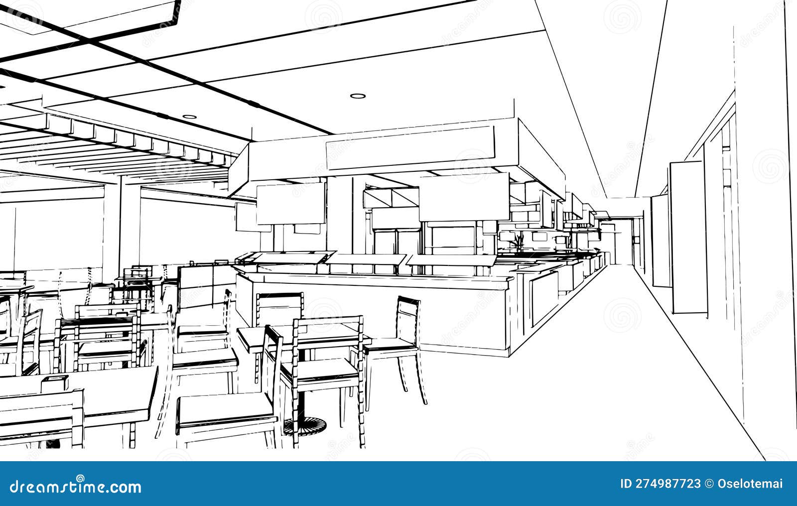 Line Drawing of the Area of the Department Store Hall, the Food Store ...