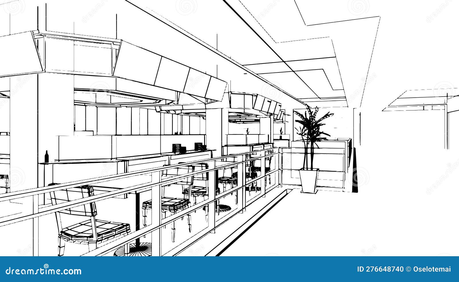 Line Drawing of the Area of the Department Store Hall, the Food Store ...