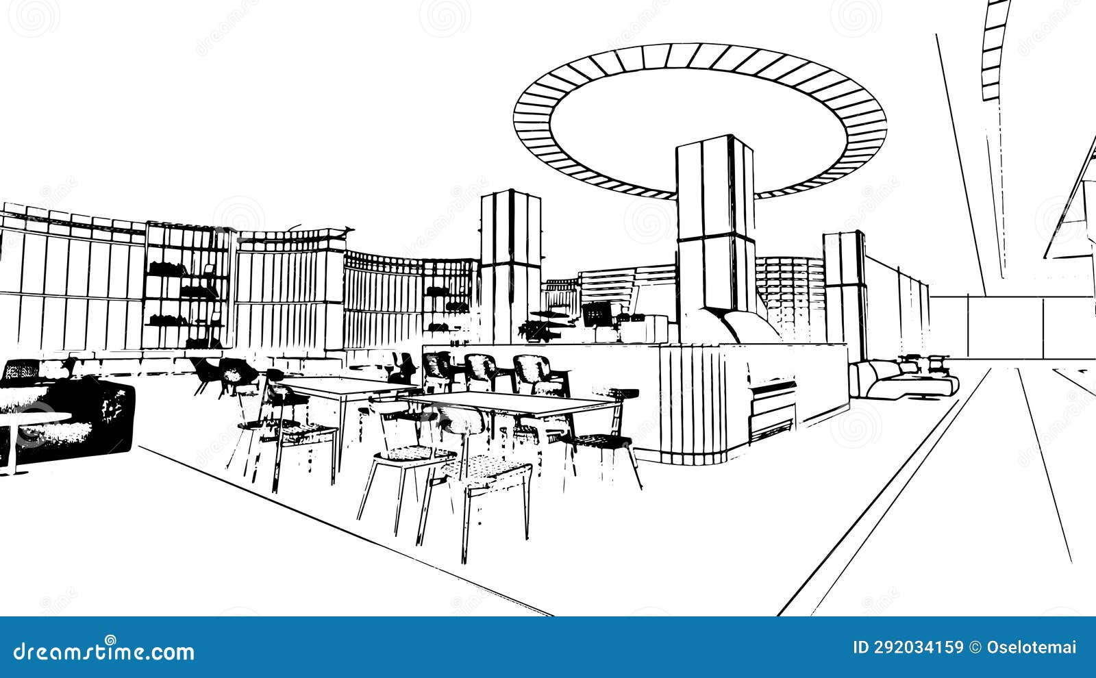 Line Drawing of the Area of the Department Store Hall, the Food Store ...