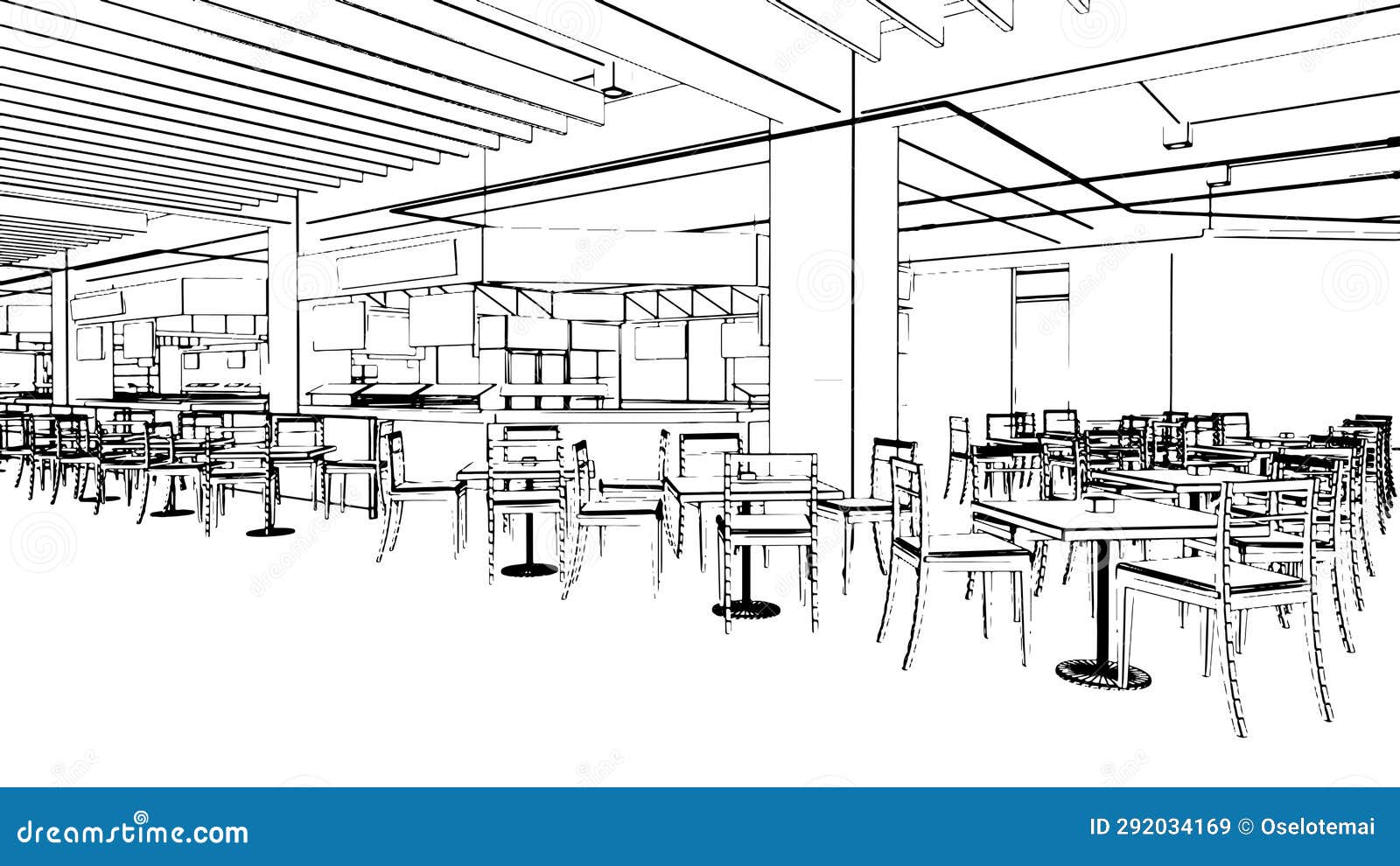 Line Drawing of the Area of the Department Store Hall, the Food Store ...