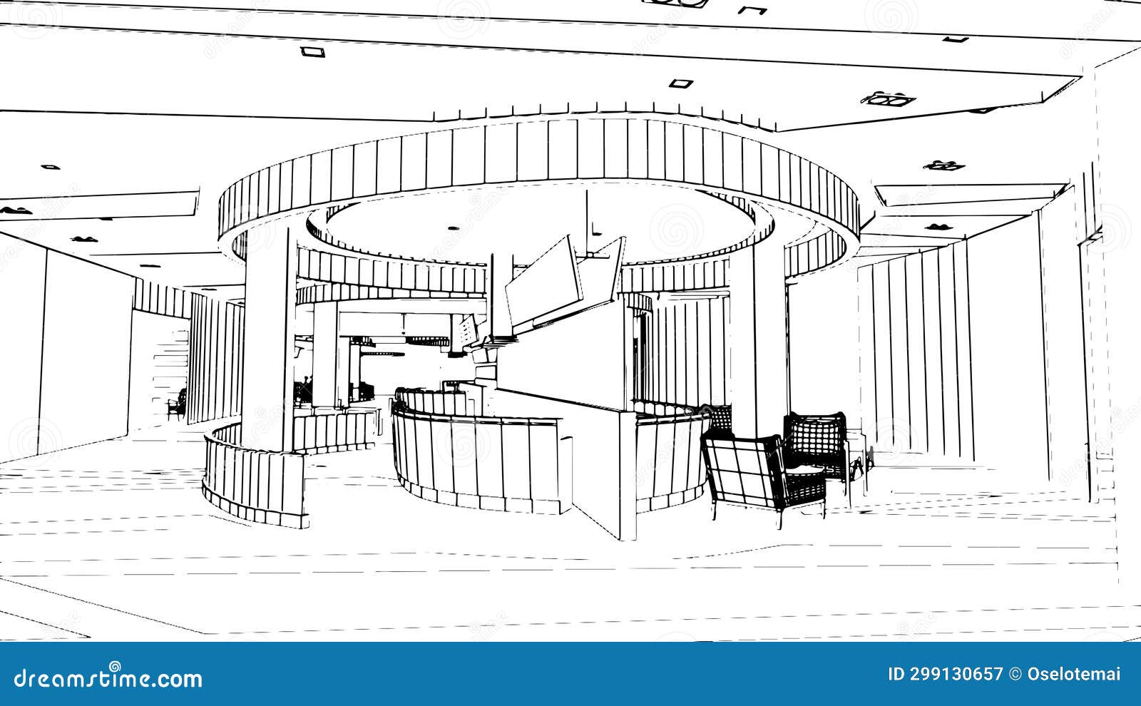 Line Drawing of the Area of the Department Store Hall, the Food Store ...