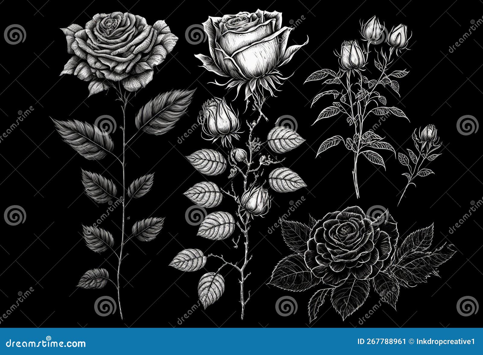 Line Drawing of a Beautiful Rose Flower. Generative Ai Stock ...