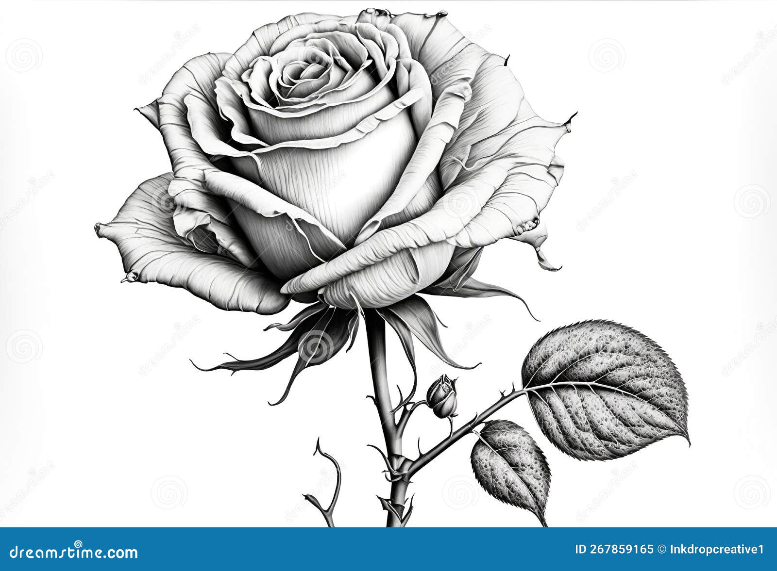 Line Drawing of a Beautiful Rose Flower. Generative Ai Stock ...