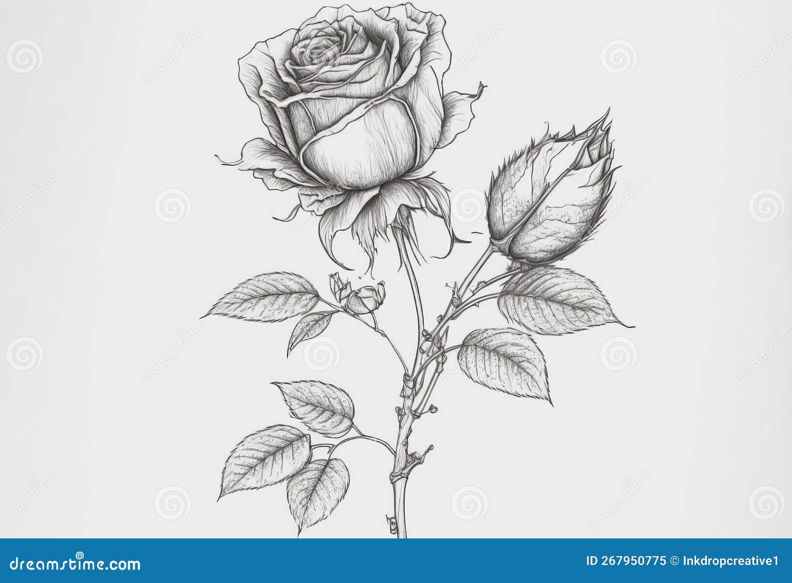 Line Drawing of a Beautiful Rose Flower. Generative Ai Stock ...