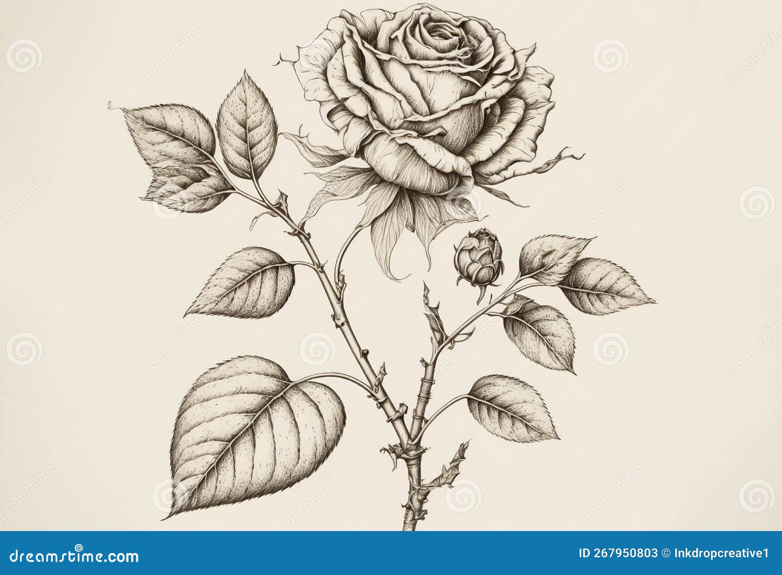 Line Drawing of a Beautiful Rose Flower. Generative Ai Stock ...