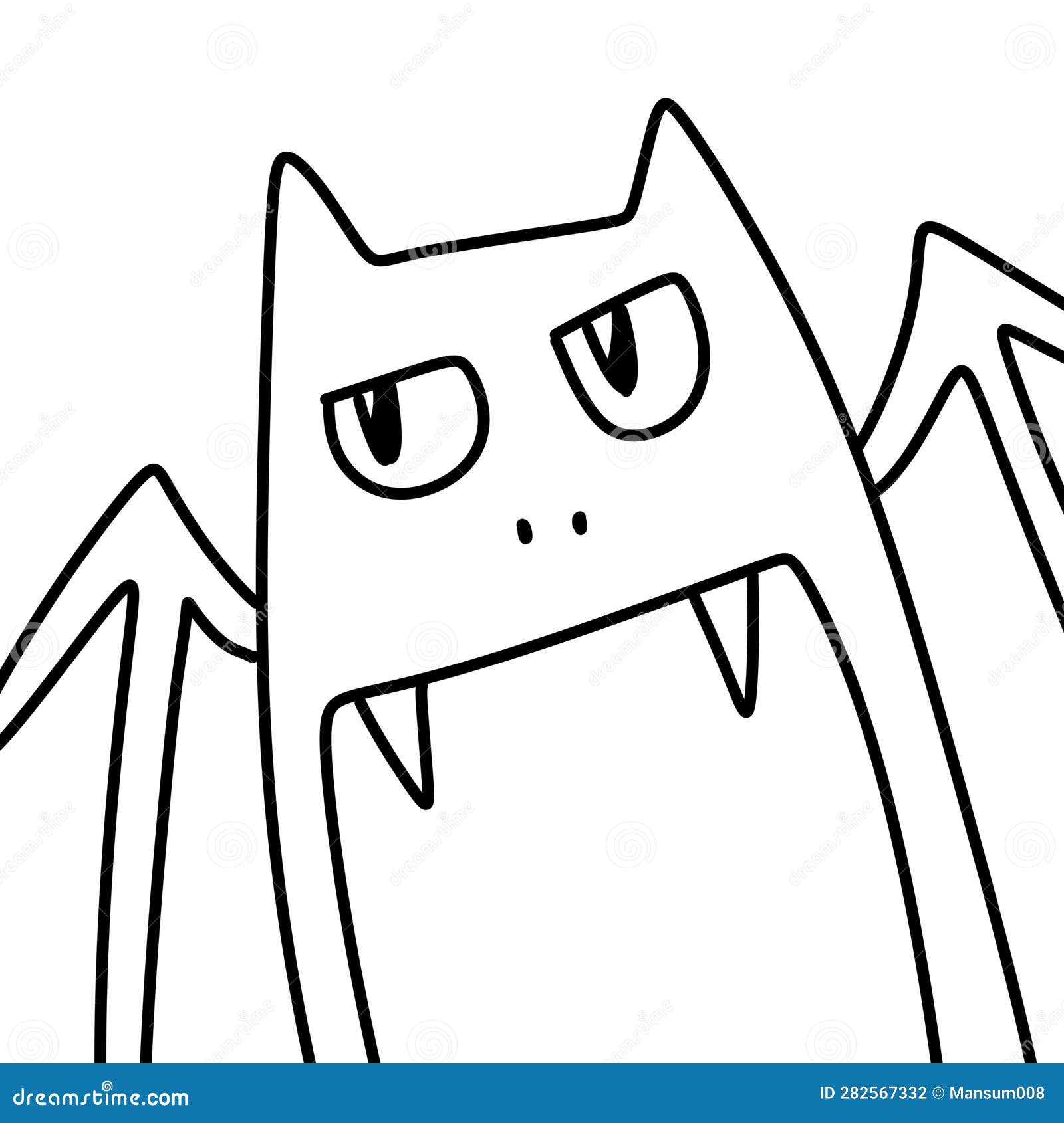 Line Drawing Cartoon of a Bat for Coloring Stock Illustration ...
