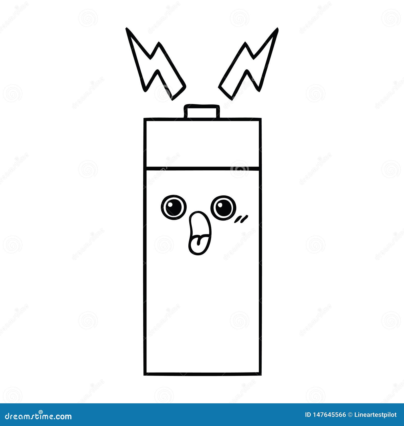 Line Drawing Cartoon Battery Stock Vector - Illustration of retro ...