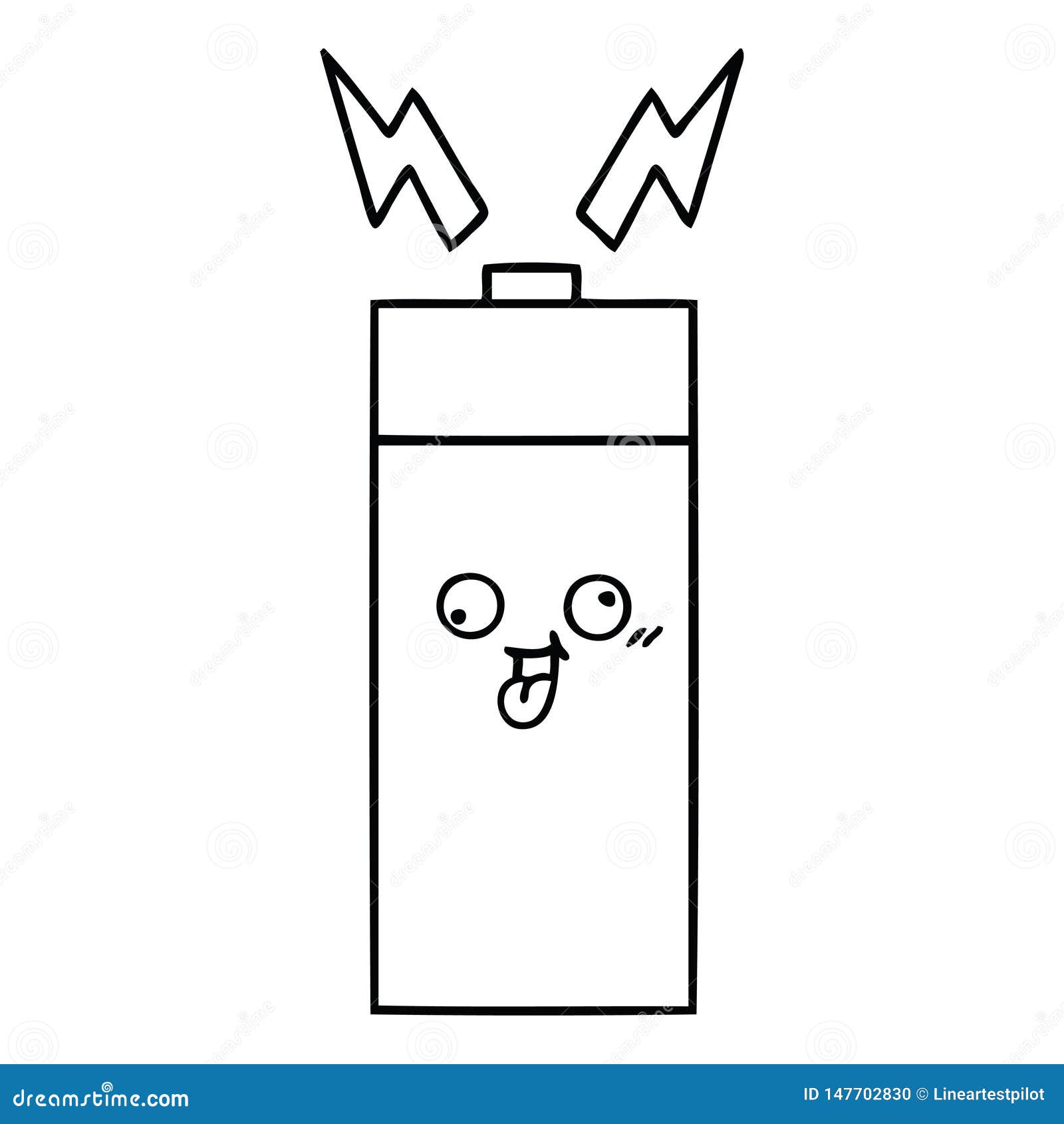 Line Drawing Cartoon Battery Stock Vector - Illustration of retro, hand ...