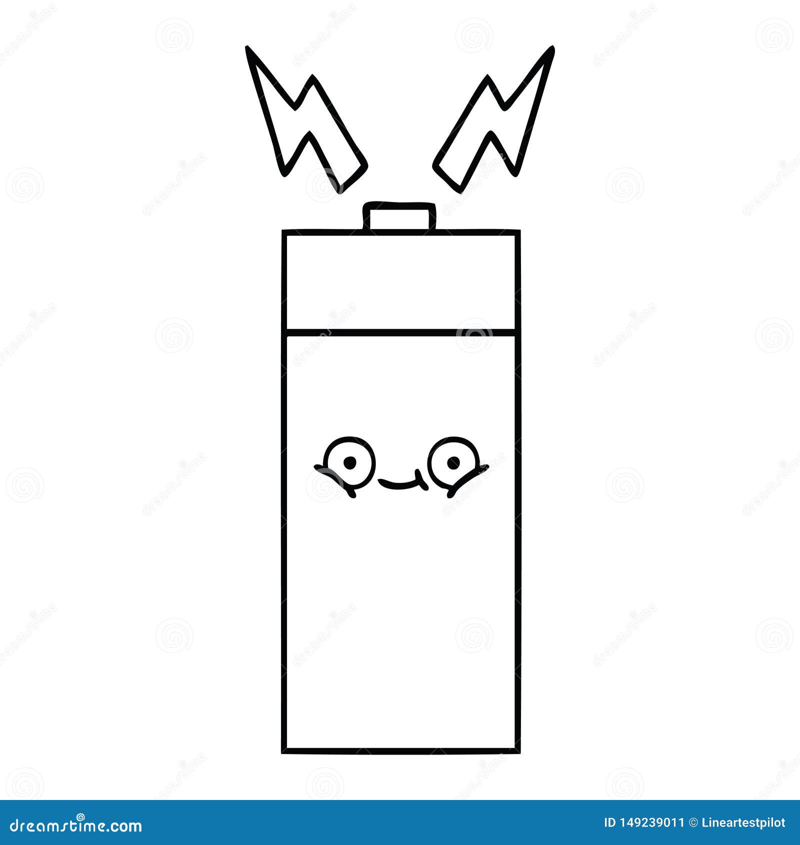 Line Drawing Cartoon Battery Stock Vector - Illustration of cartoon ...