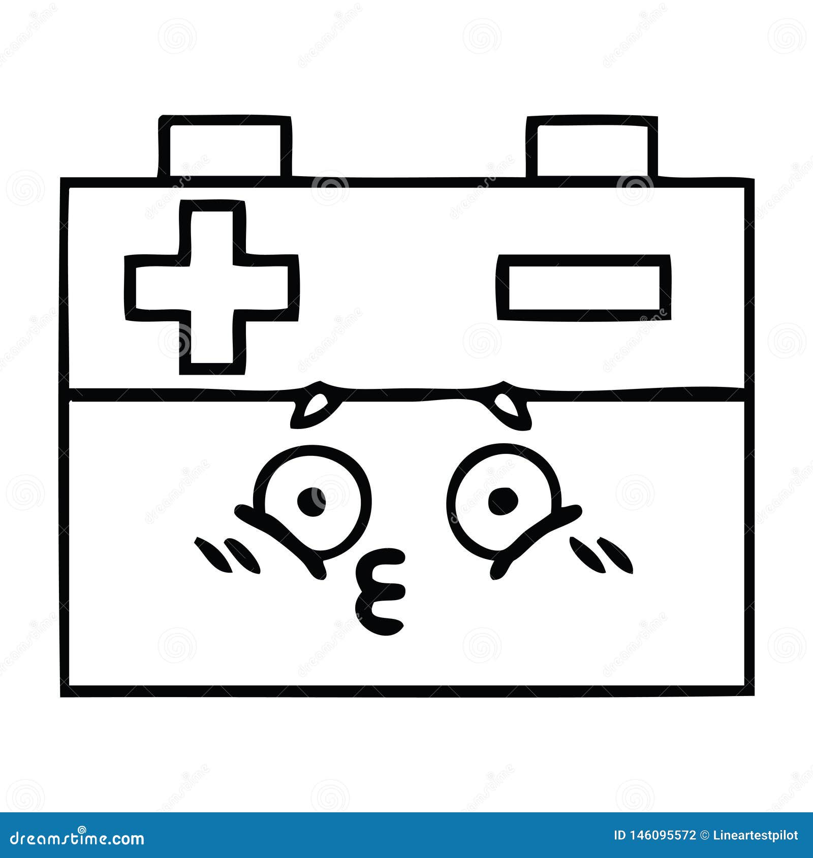 Line Drawing Cartoon of a Car Battery Stock Vector - Illustration of ...