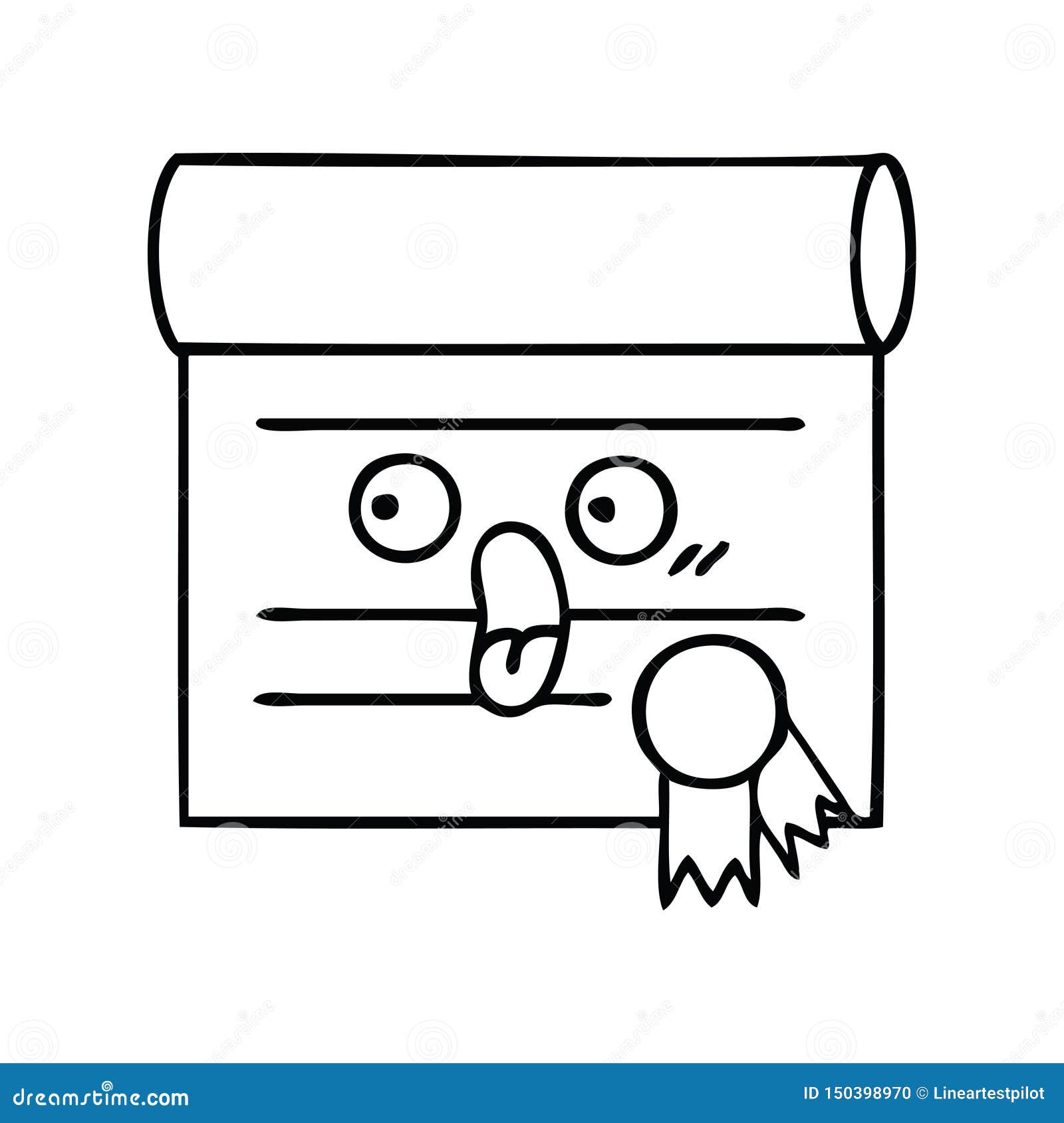 Line Drawing Cartoon of a Certificate Stock Vector - Illustration of ...