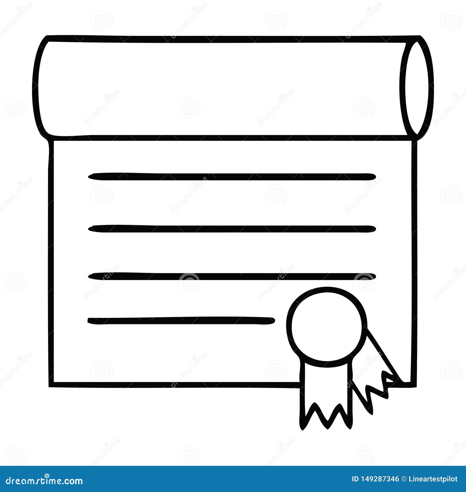 Line Drawing Cartoon Certificate Stock Vector - Illustration of quirky ...