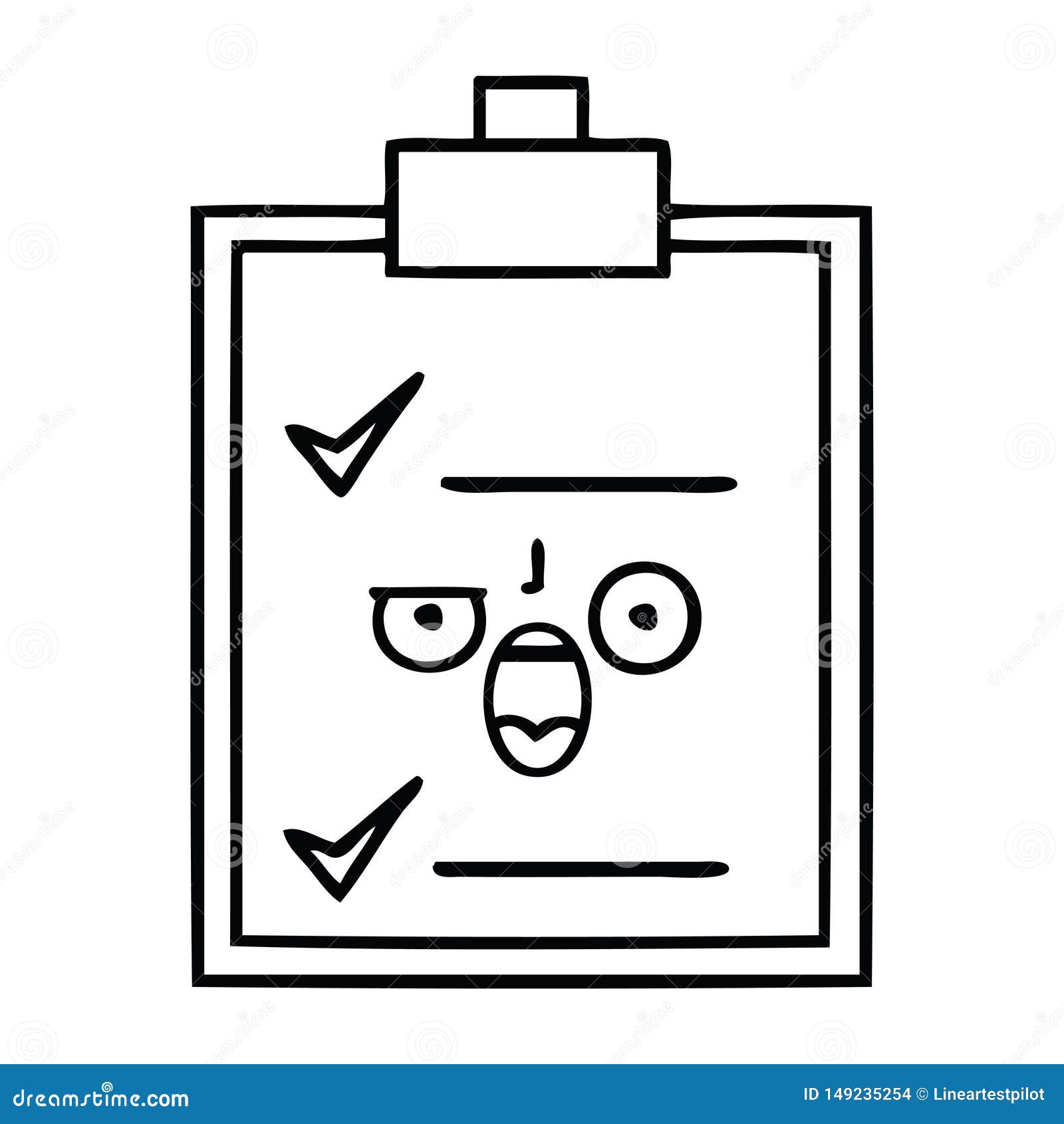 Line Drawing Cartoon Check List Stock Vector - Illustration of artwork ...