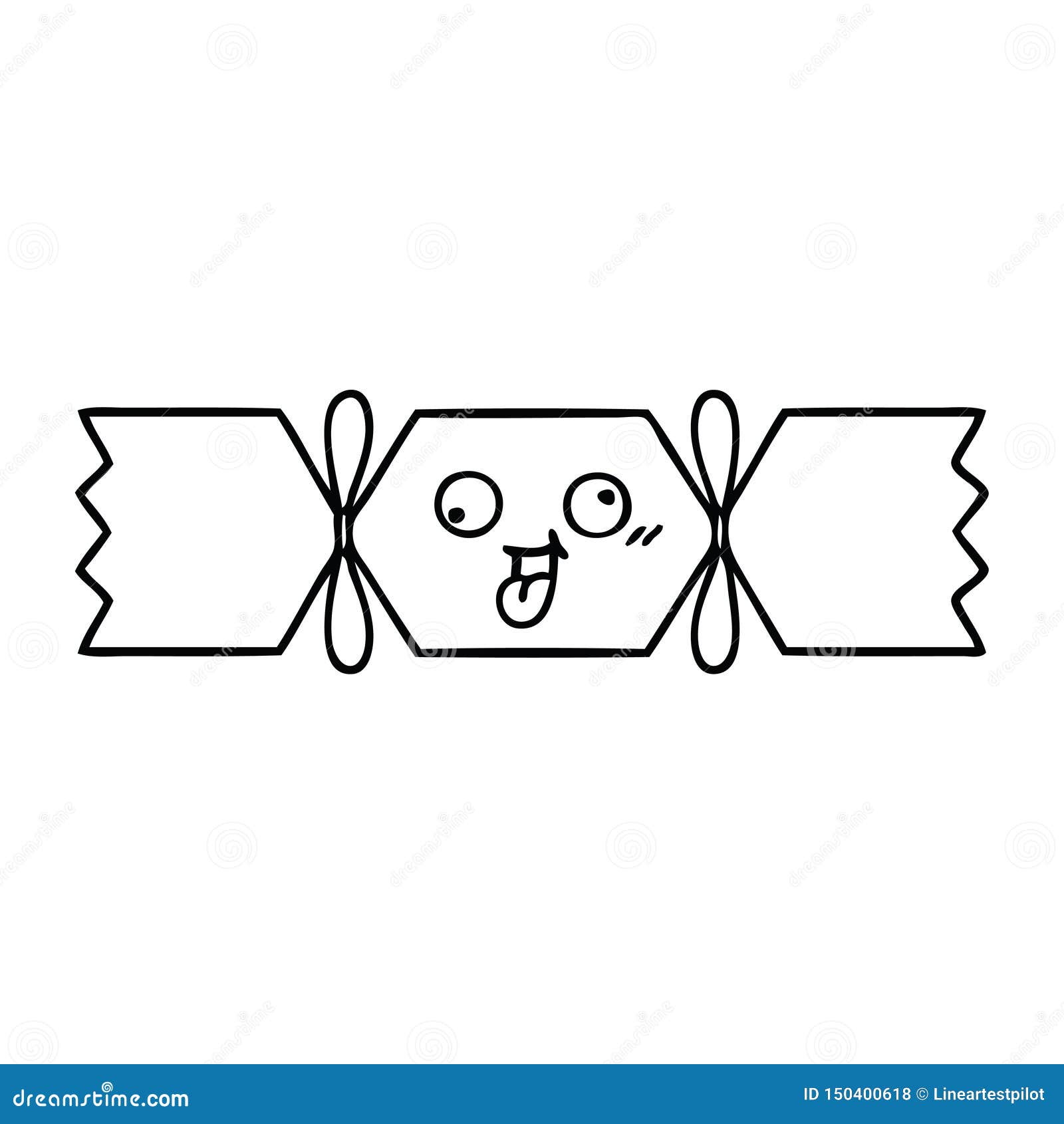 Line Drawing Cartoon of a Christmas Cracker Stock Vector - Illustration ...
