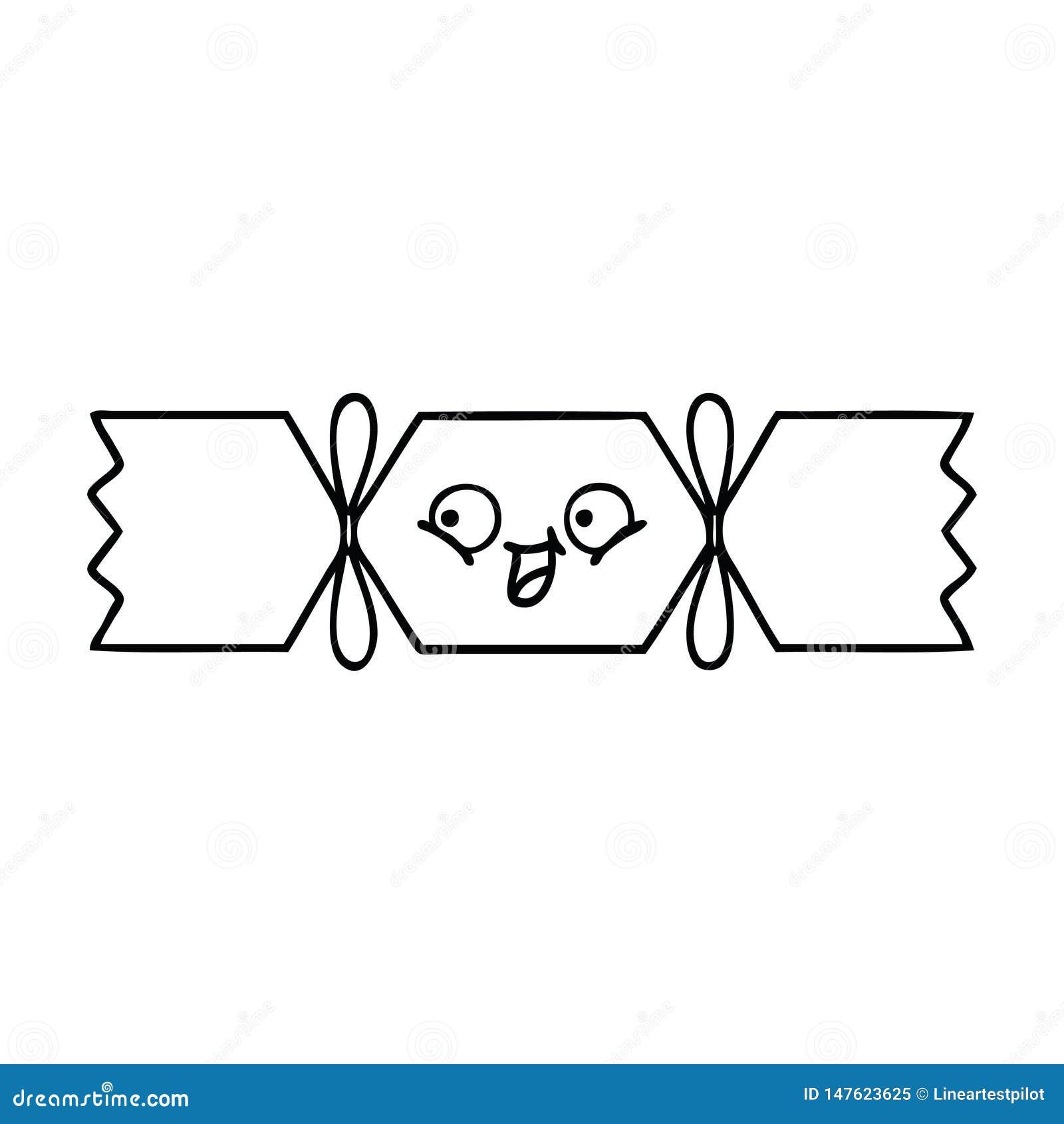 Line Drawing Cartoon Christmas Cracker Stock Vector - Illustration of ...