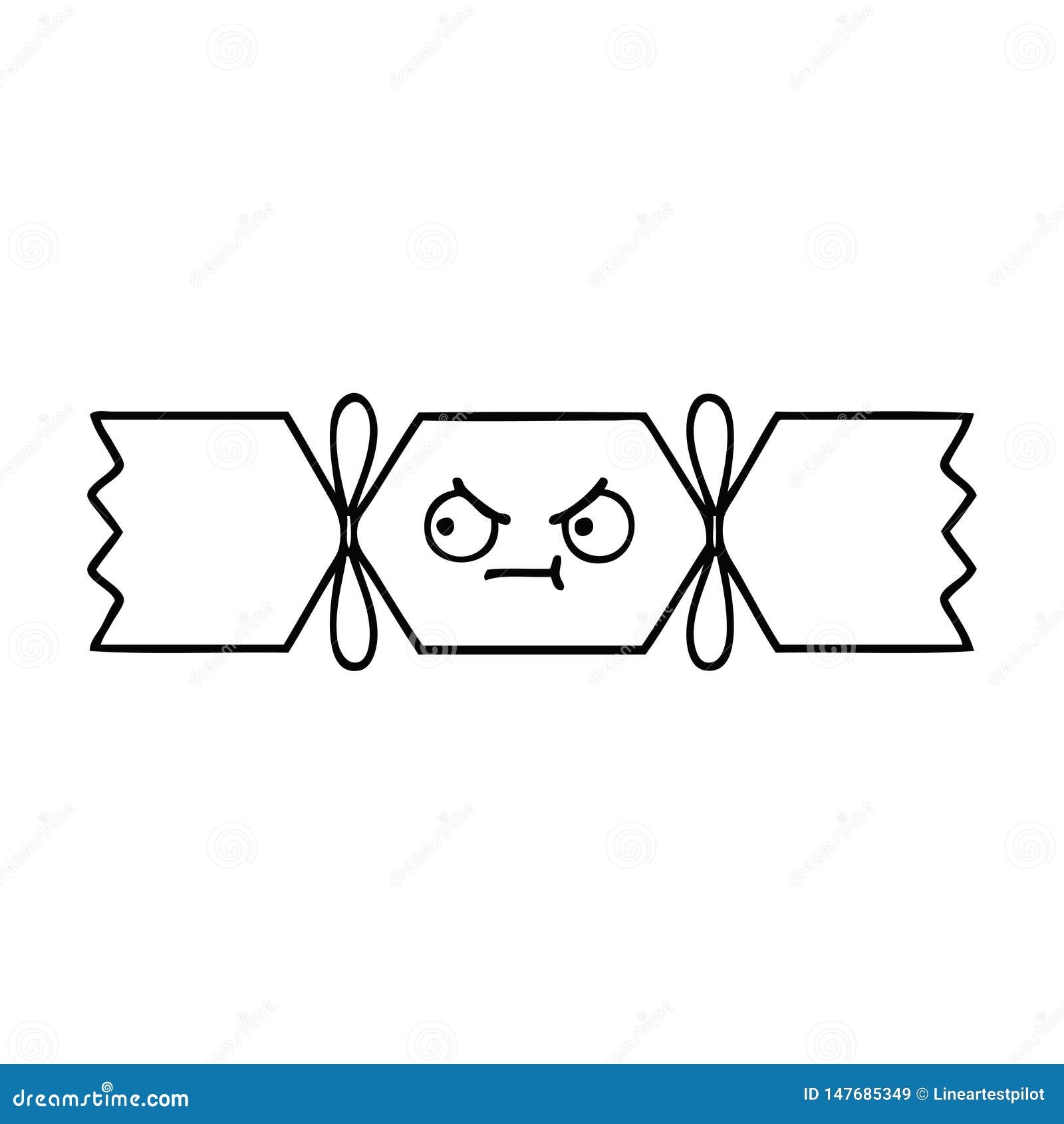 Line Drawing Cartoon Christmas Cracker Stock Vector - Illustration of ...