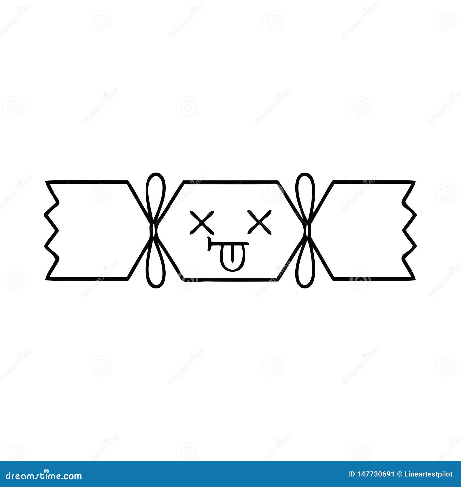 Line Drawing Cartoon Christmas Cracker Stock Vector - Illustration of ...
