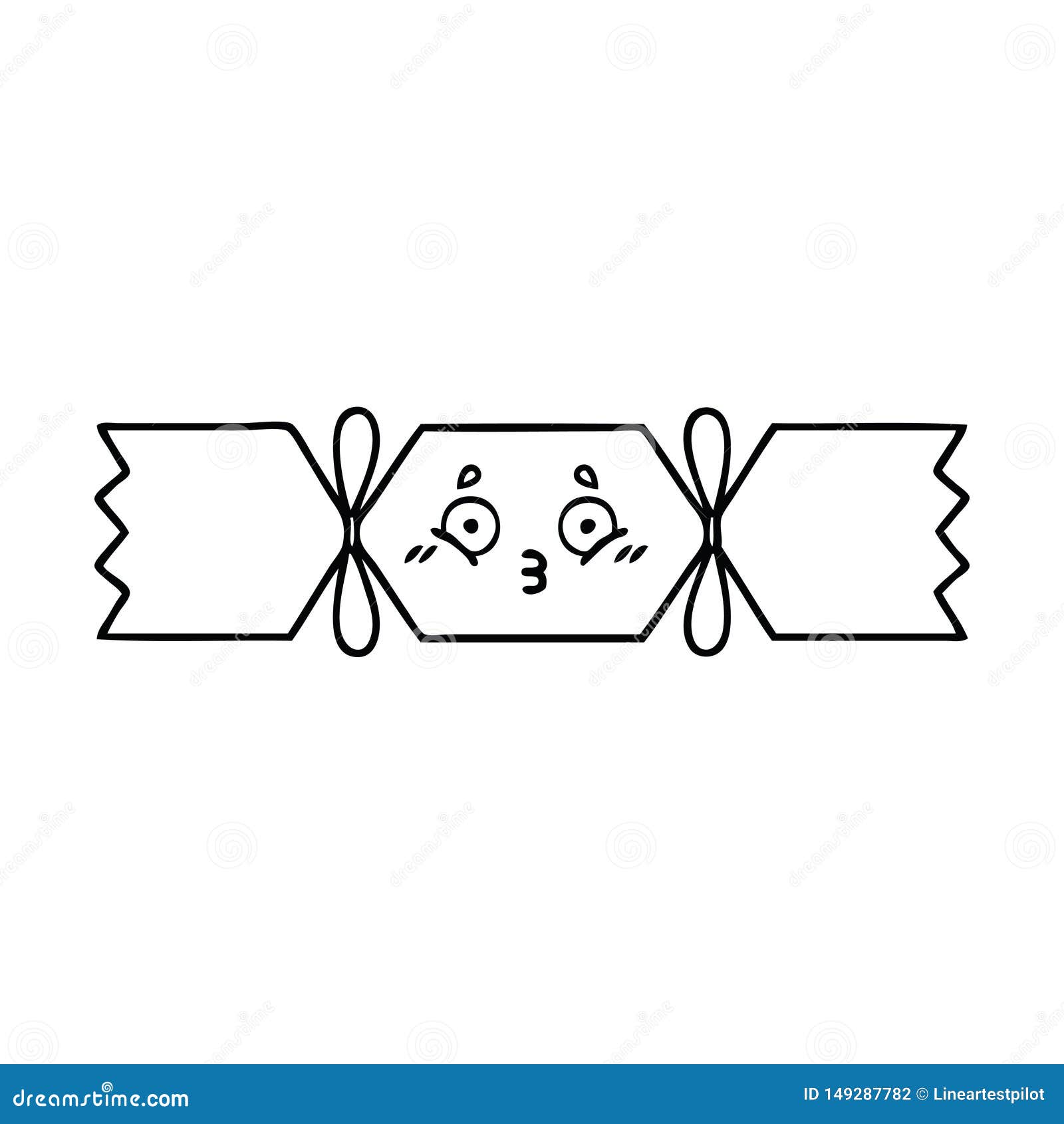 Line Drawing Cartoon Christmas Cracker Stock Vector - Illustration of ...