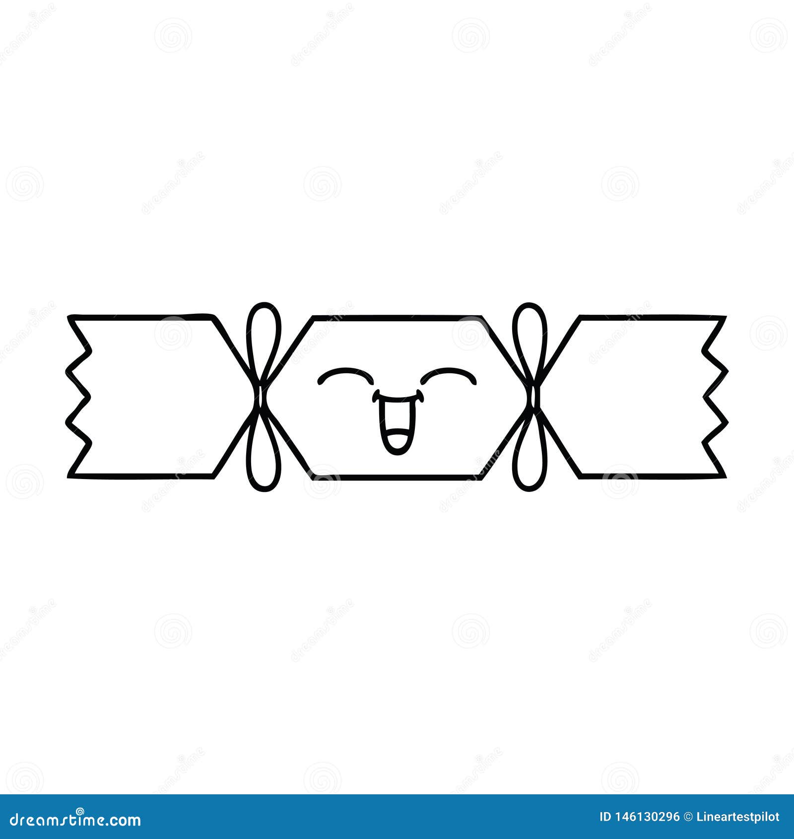 Line Drawing Cartoon of a Christmas Cracker Stock Vector - Illustration ...