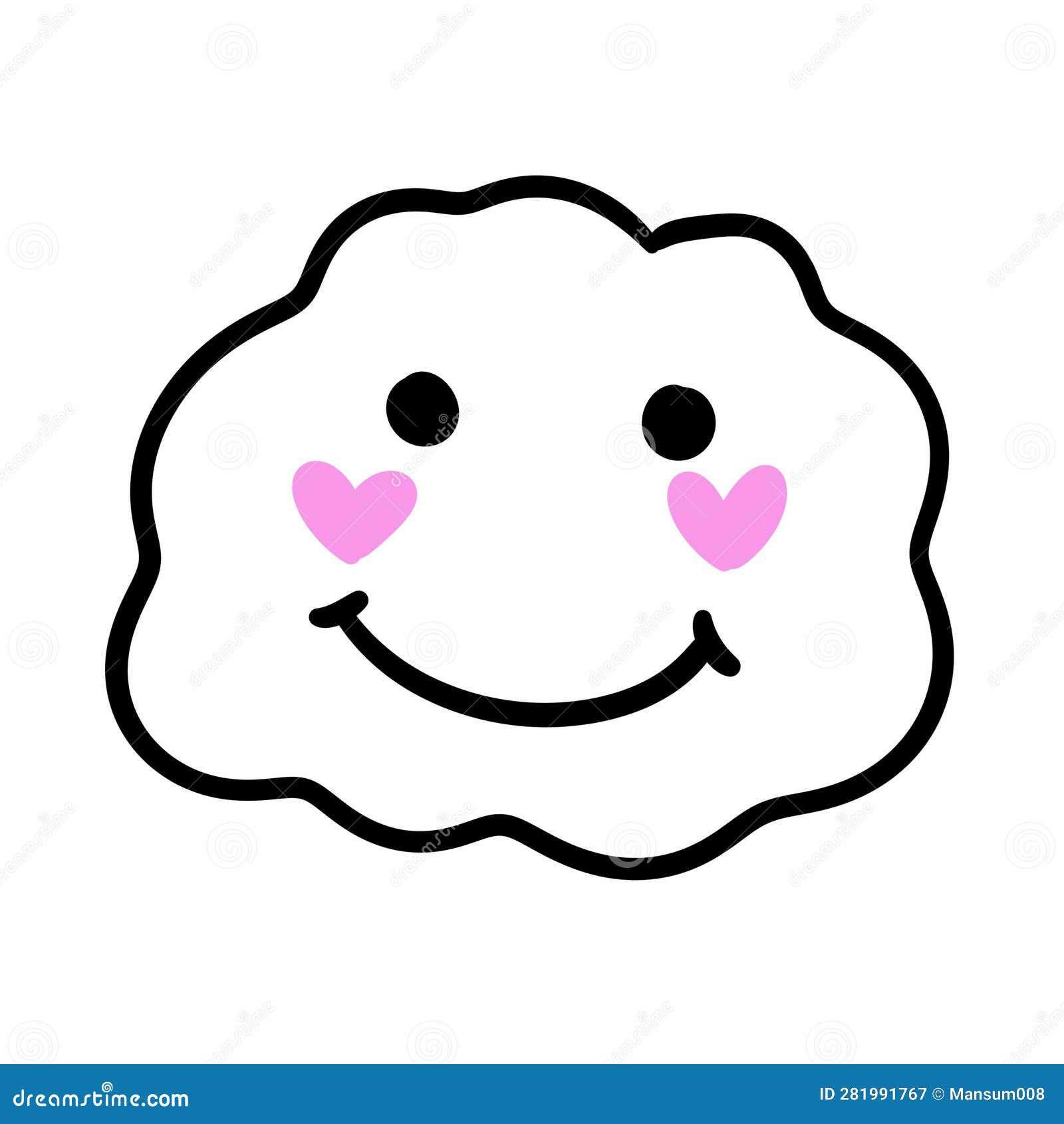 Line Drawing Cartoon of a Cloud Face Stock Illustration - Illustration ...