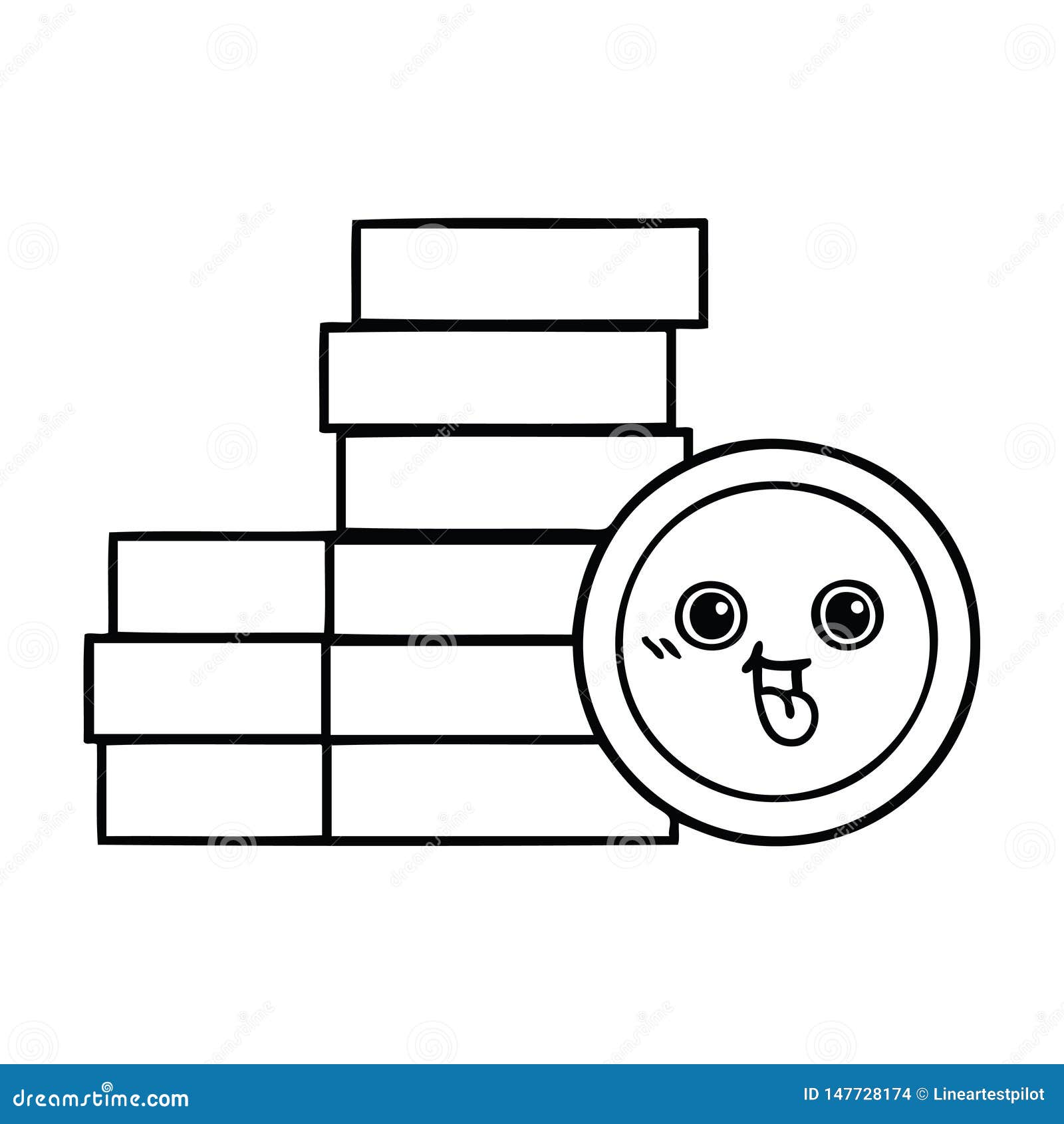 Line drawing cartoon coins stock vector. Illustration of clip - 147728174