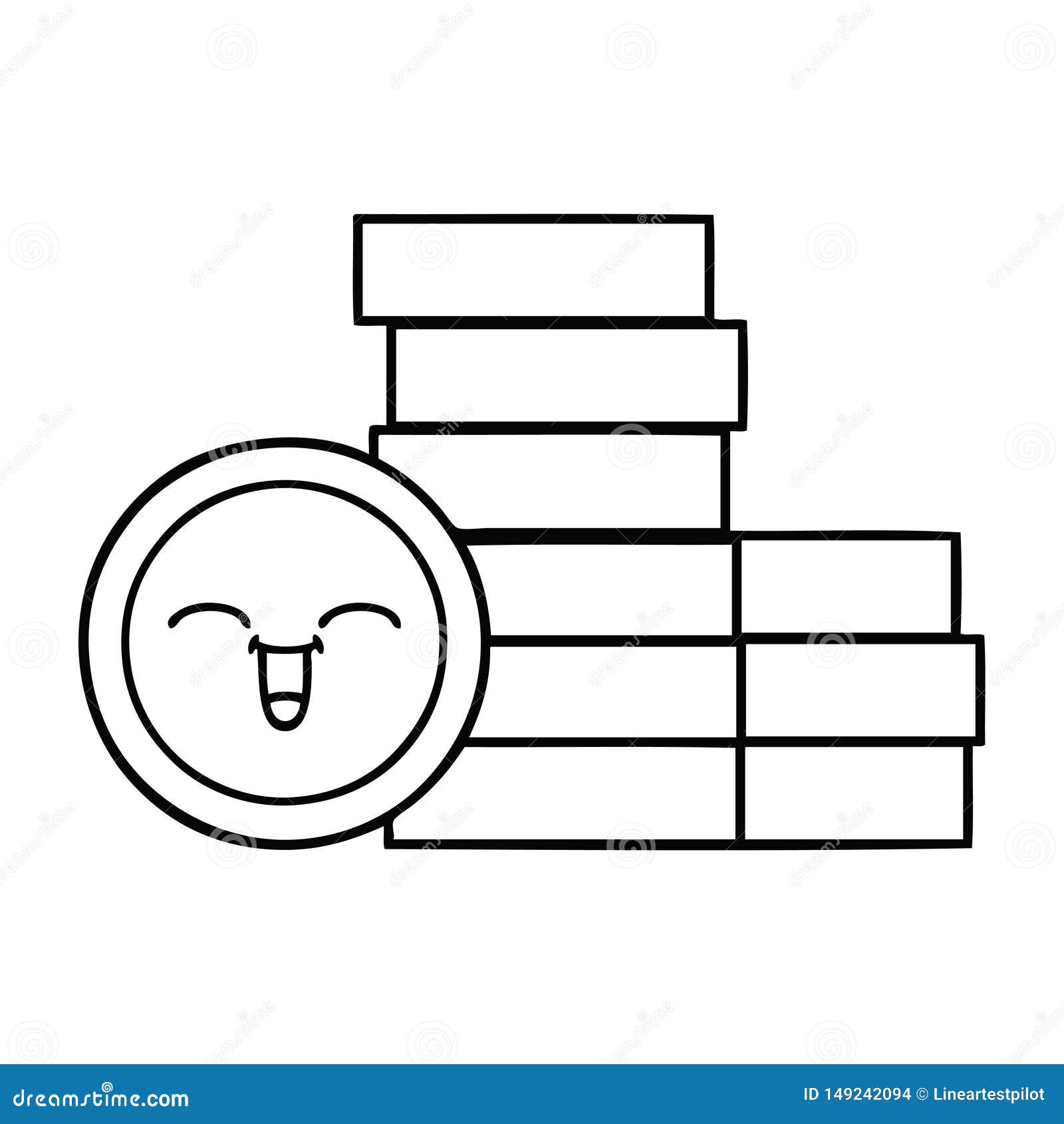 Line drawing cartoon coins stock vector. Illustration of freehand ...