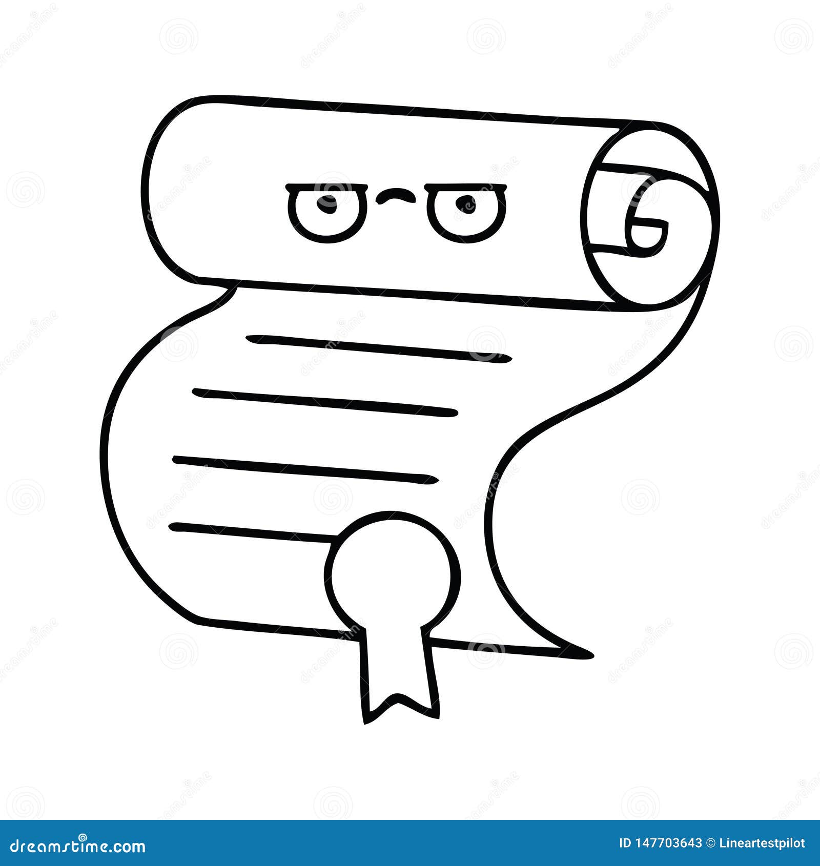 Line Drawing Cartoon Contract Stock Vector - Illustration of reward ...