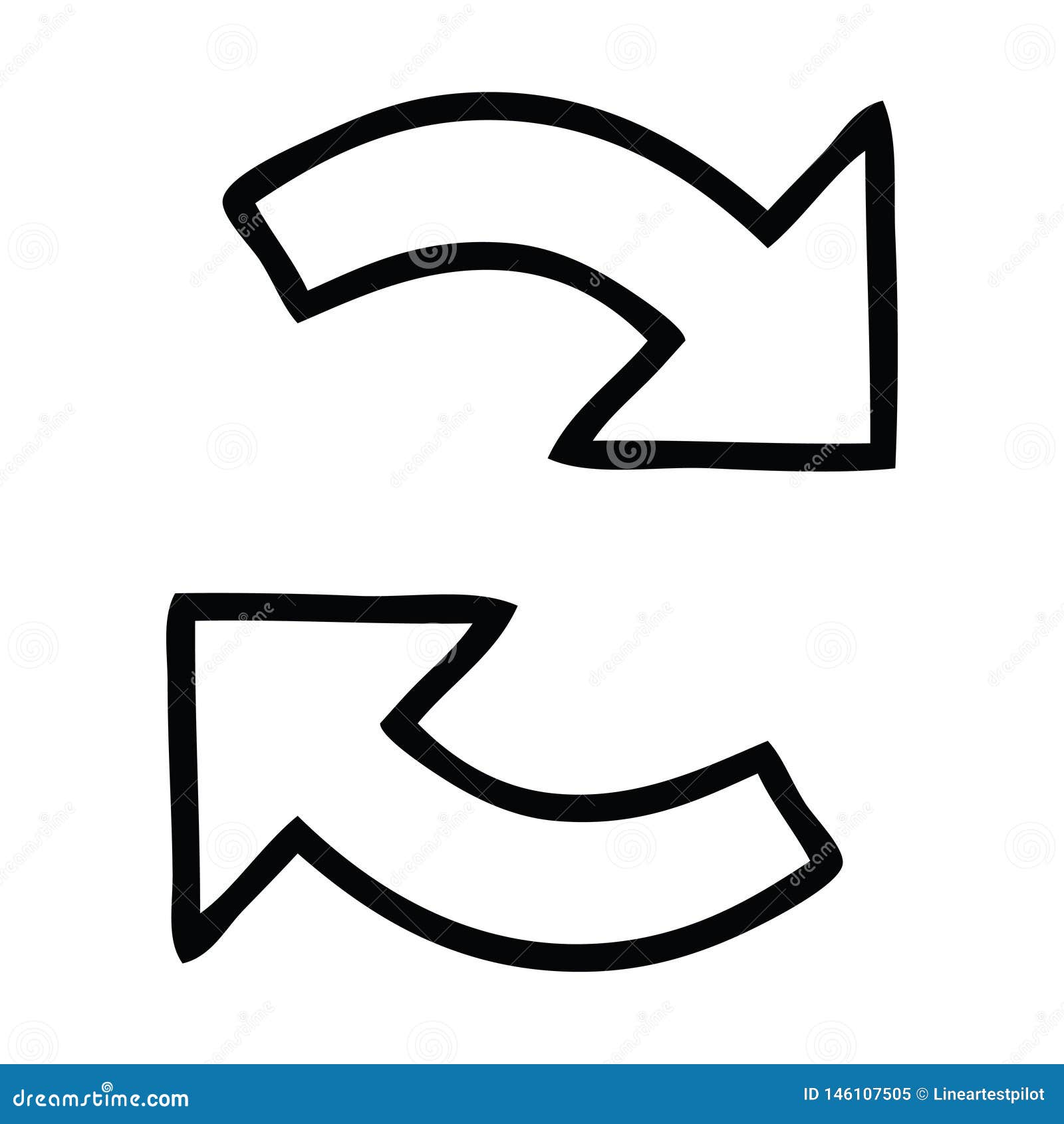 Line Drawing Cartoon of a Directional Arrow Stock Vector - Illustration ...