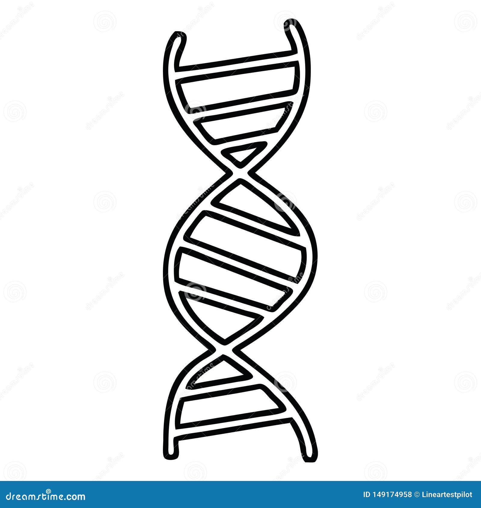 Line Drawing Cartoon DNA Strand Stock Vector - Illustration of quirky ...