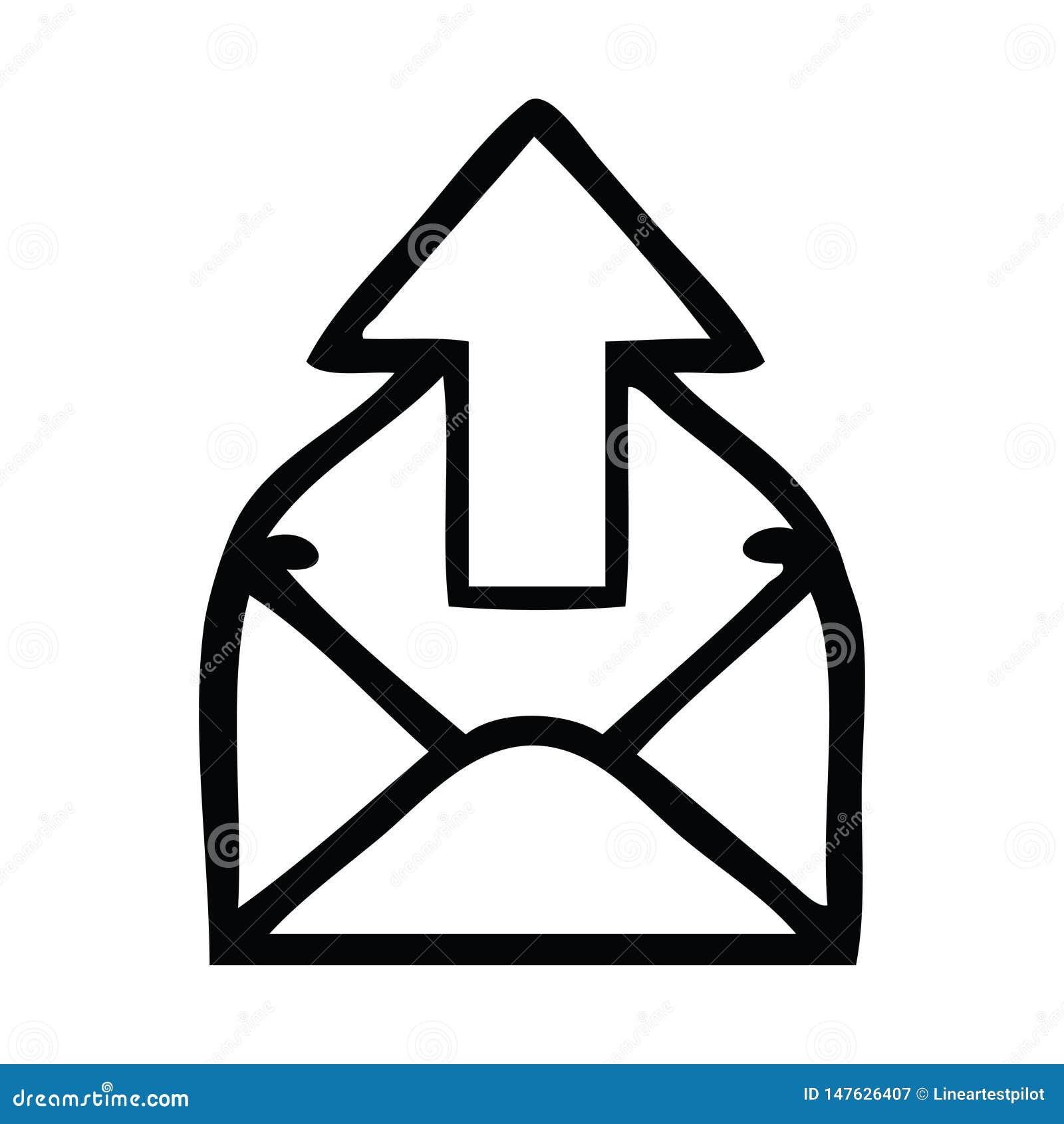 Line Drawing Cartoon Email Sign Stock Vector - Illustration of envelope ...