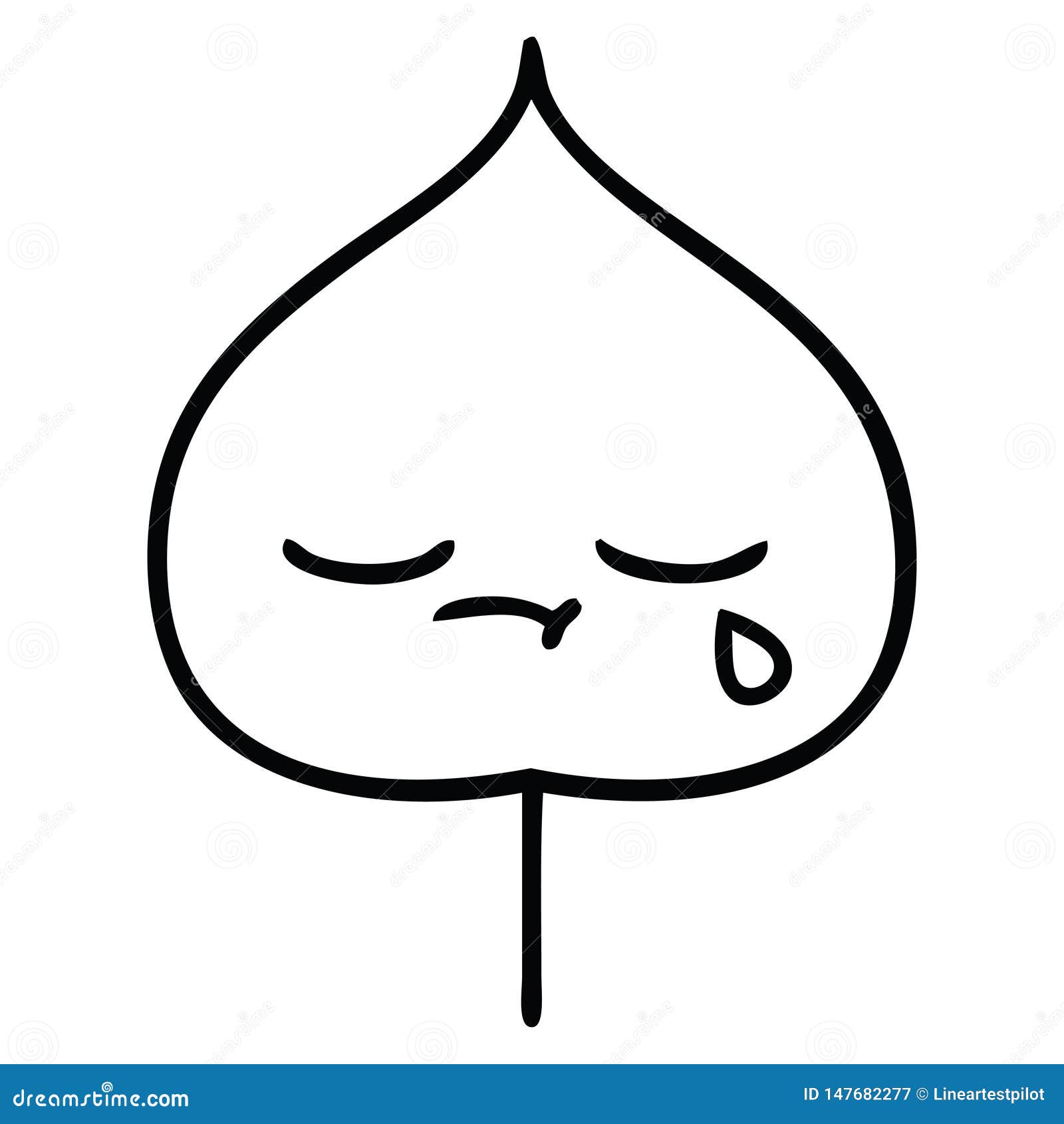 Line Drawing Cartoon Expressional Leaf Stock Vector - Illustration of ...