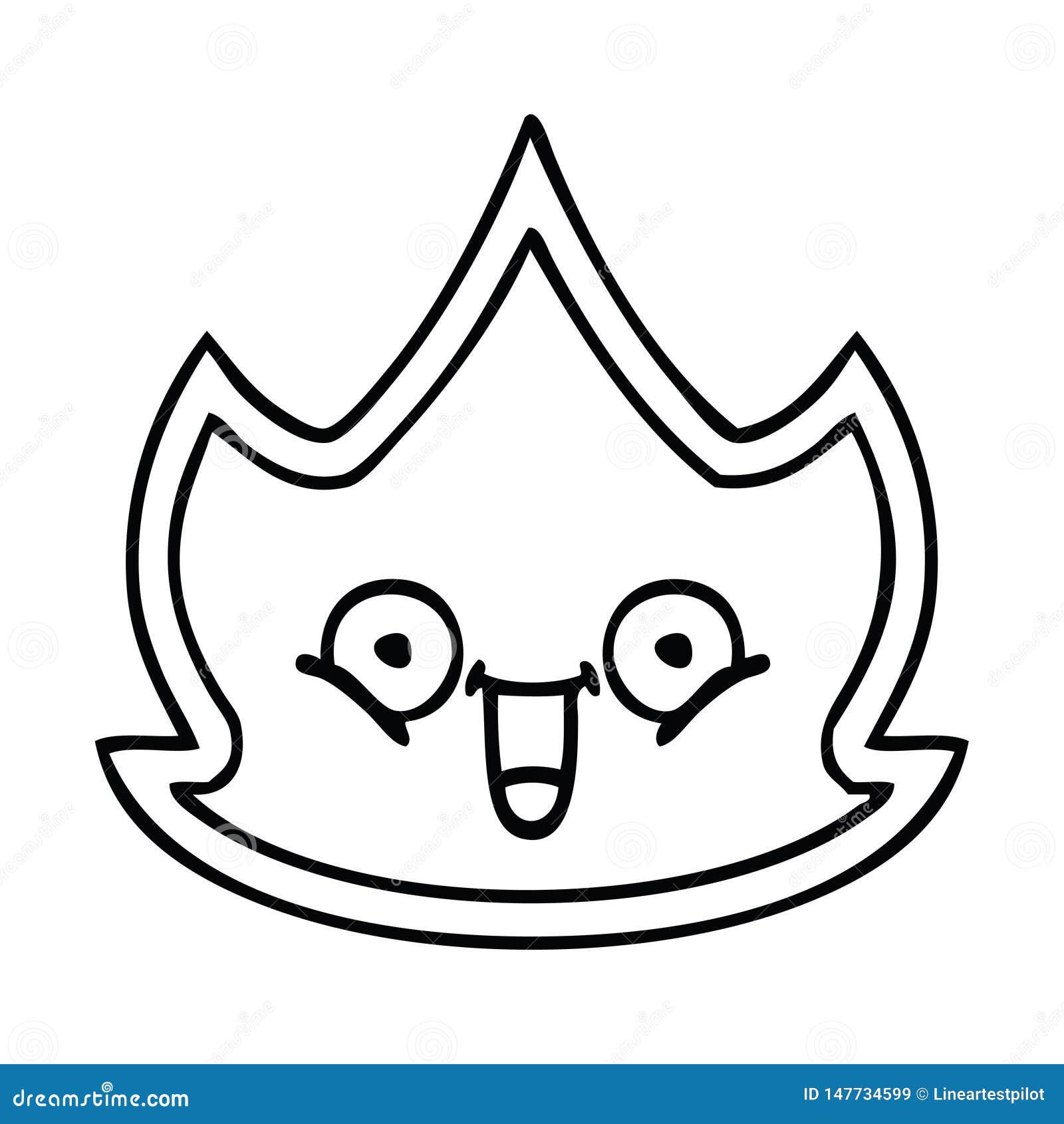 Line drawing cartoon fire stock vector. Illustration of heat - 147734599