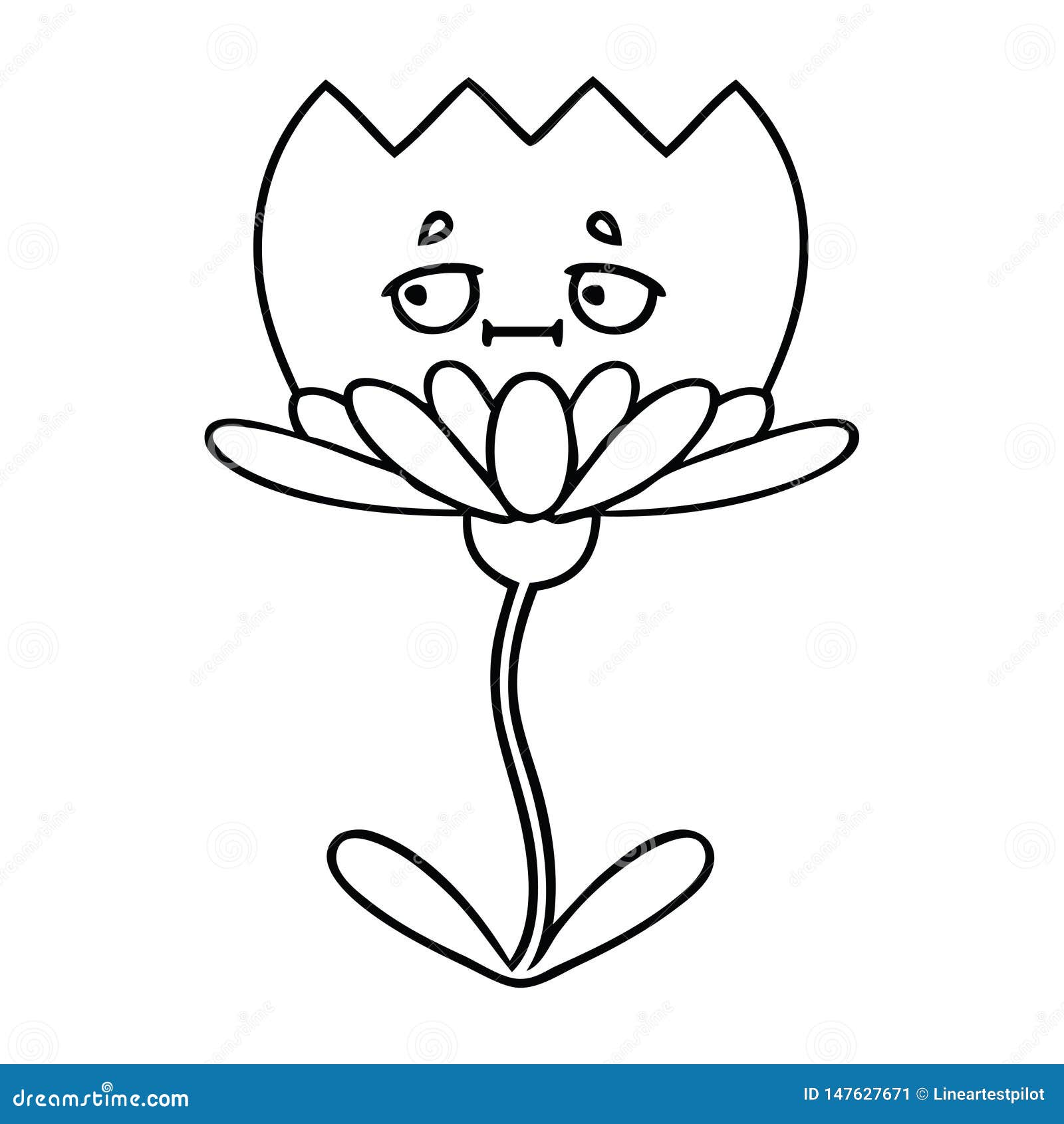Line Drawing Cartoon Flower Stock Vector - Illustration of cartoon ...