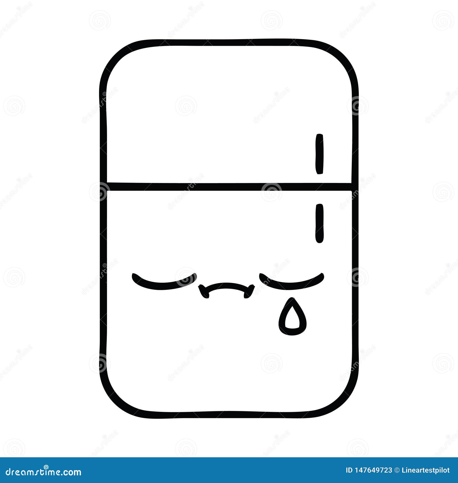 Line Drawing Cartoon Fridge Freezer Stock Vector - Illustration of ...