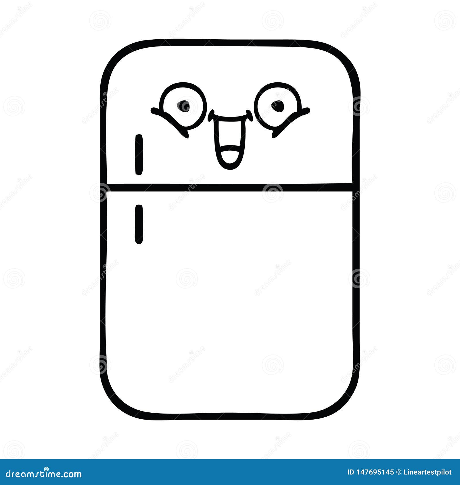 Line Drawing Cartoon Fridge Freezer Stock Vector - Illustration of ...
