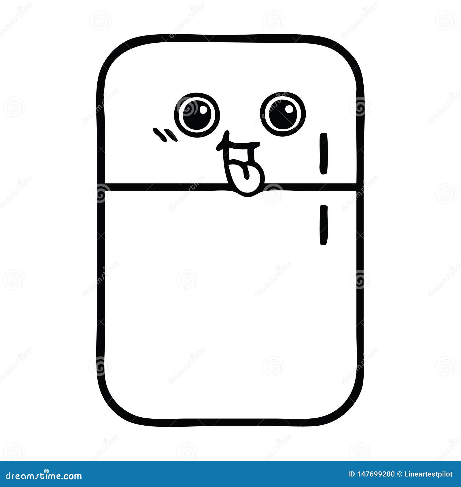 Line Drawing Cartoon Fridge Freezer Stock Vector - Illustration of ...