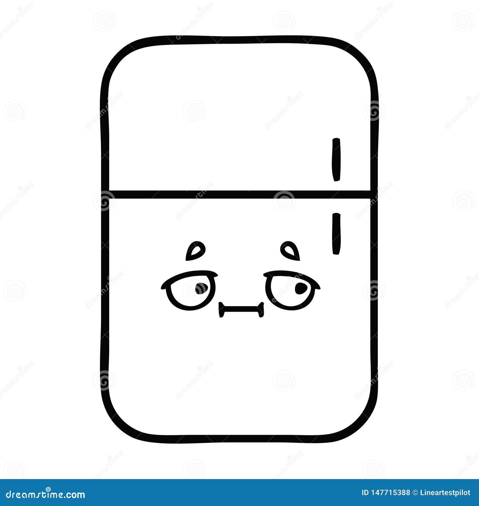 Line Drawing Cartoon Fridge Freezer Stock Vector - Illustration of ...