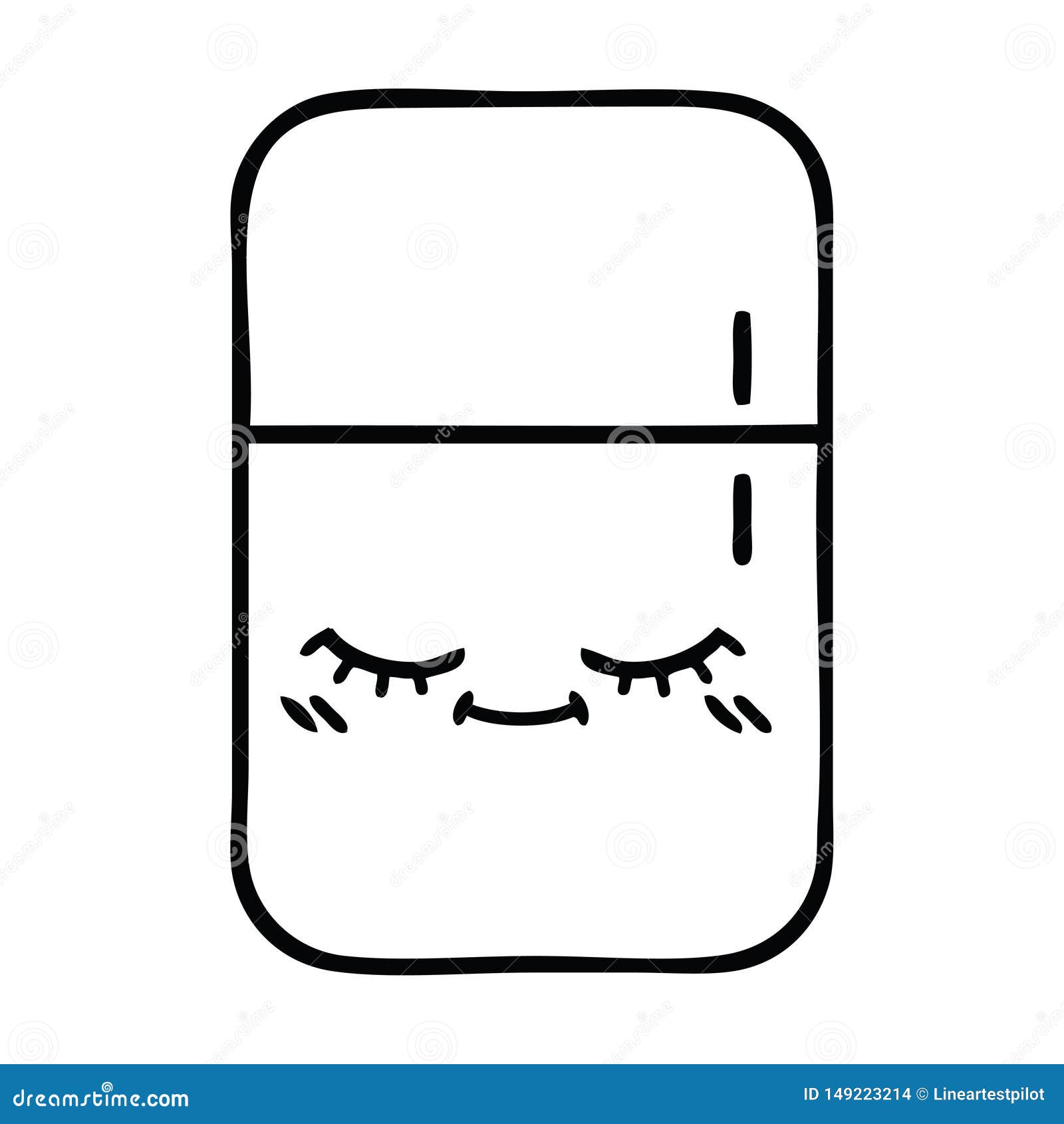 Line Drawing Cartoon Fridge Freezer Stock Vector - Illustration of ...