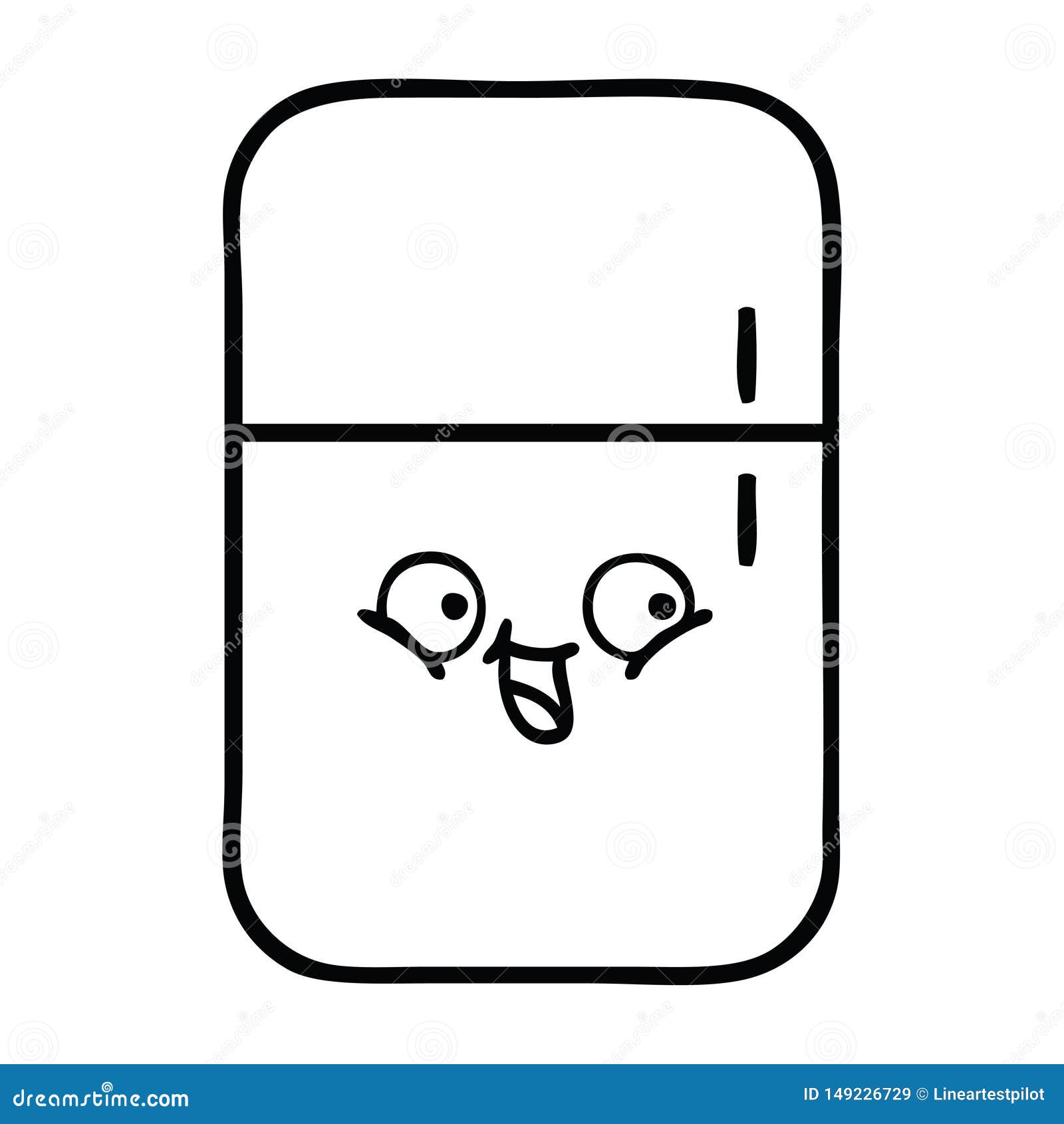 Line Drawing Cartoon Fridge Freezer Stock Vector - Illustration of hand ...