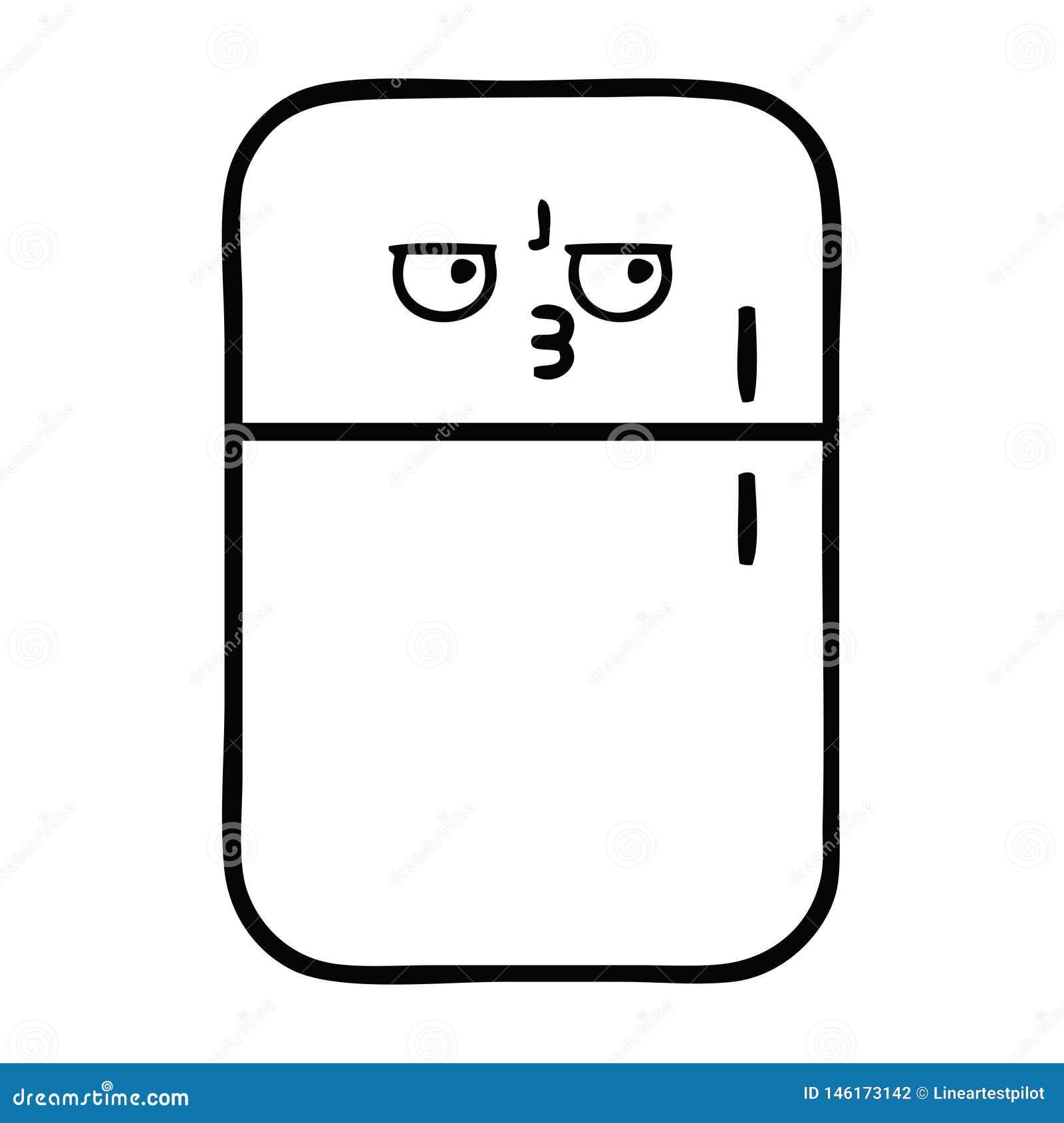 Line Drawing Cartoon of a Fridge Freezer Stock Vector - Illustration of ...