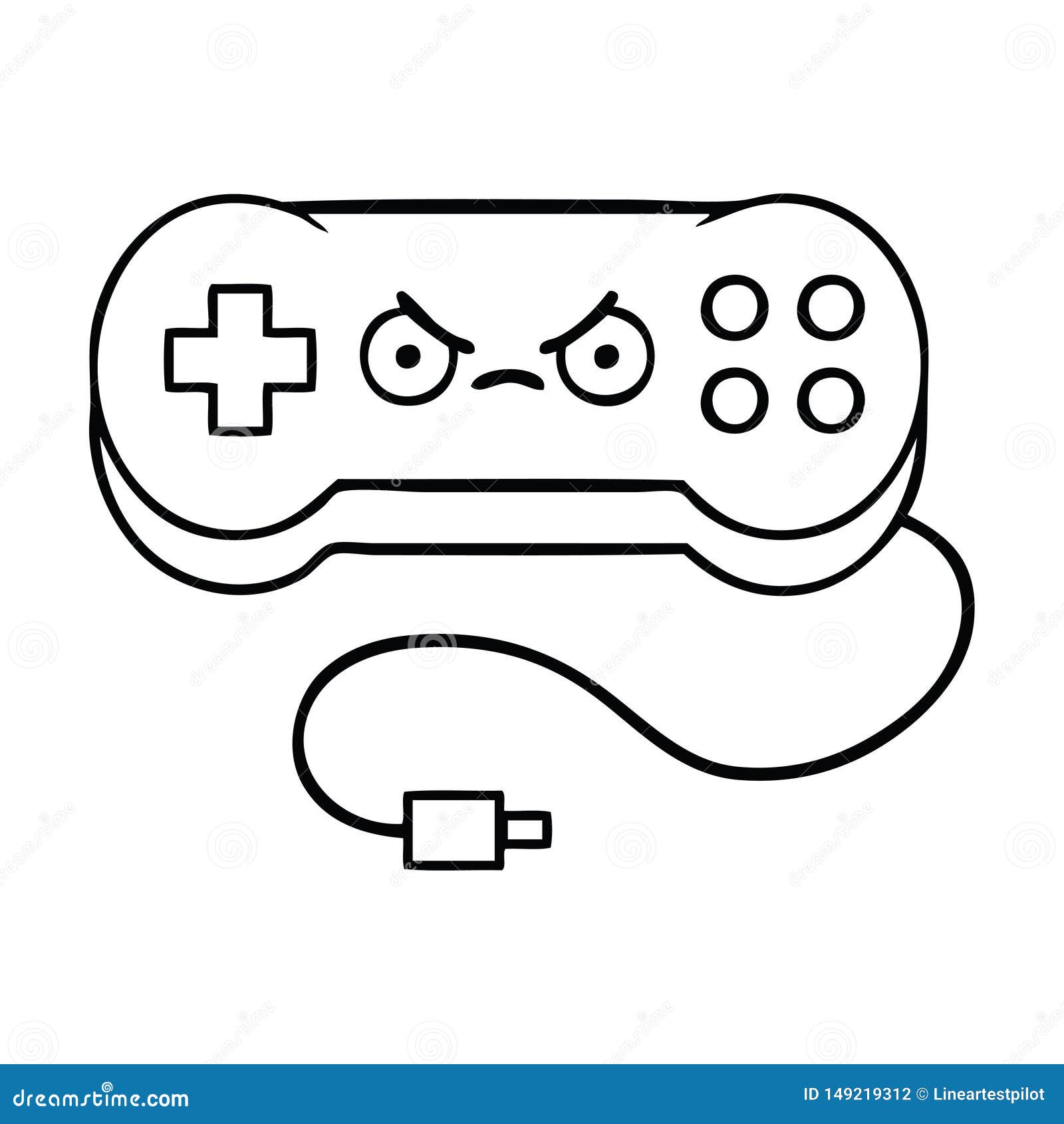 Cartoon Game Controller Pad Cute Illustration Retro Freehand Free Hand ...