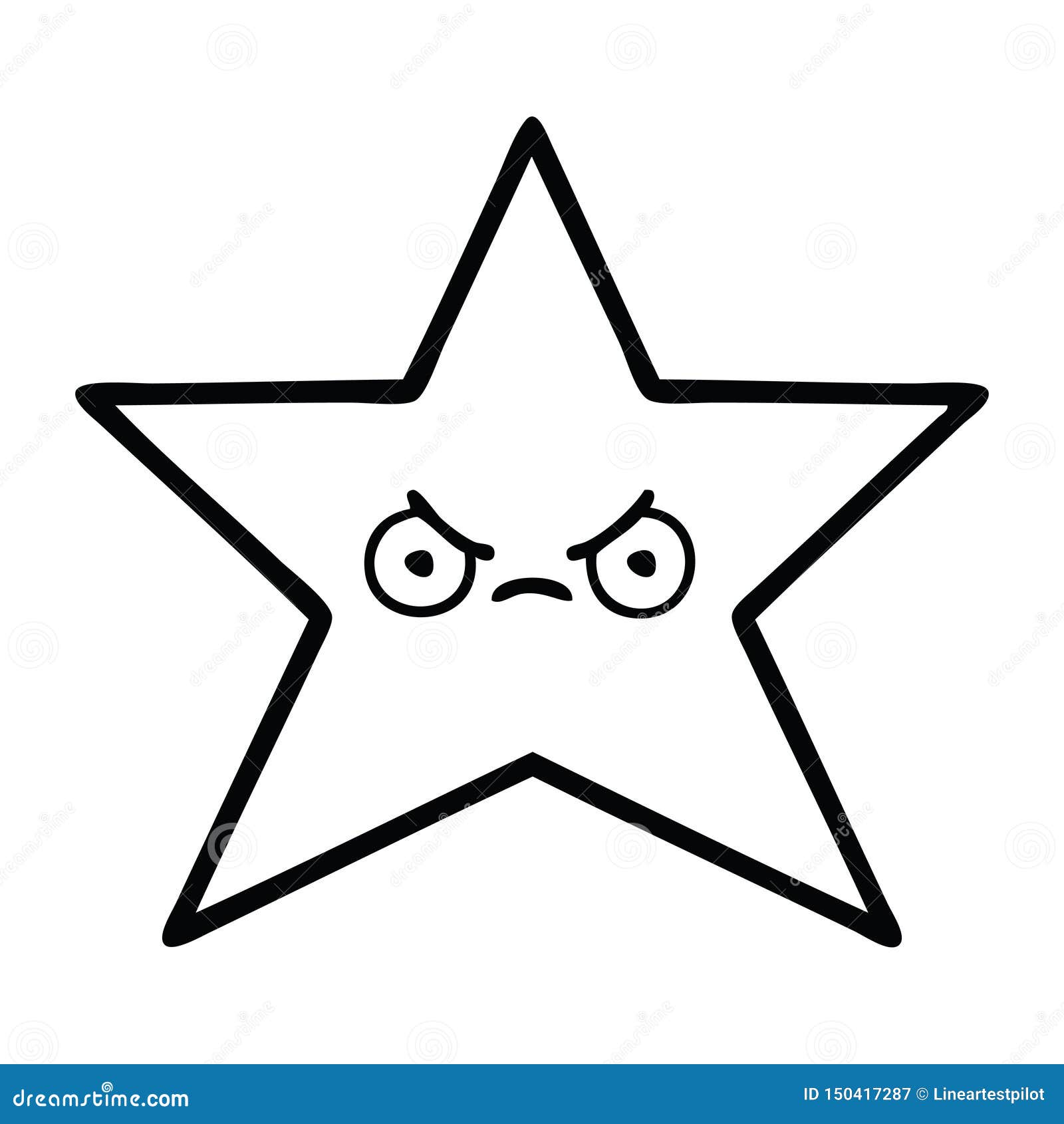 Line Drawing Cartoon of a Gold Star Stock Vector - Illustration of ...