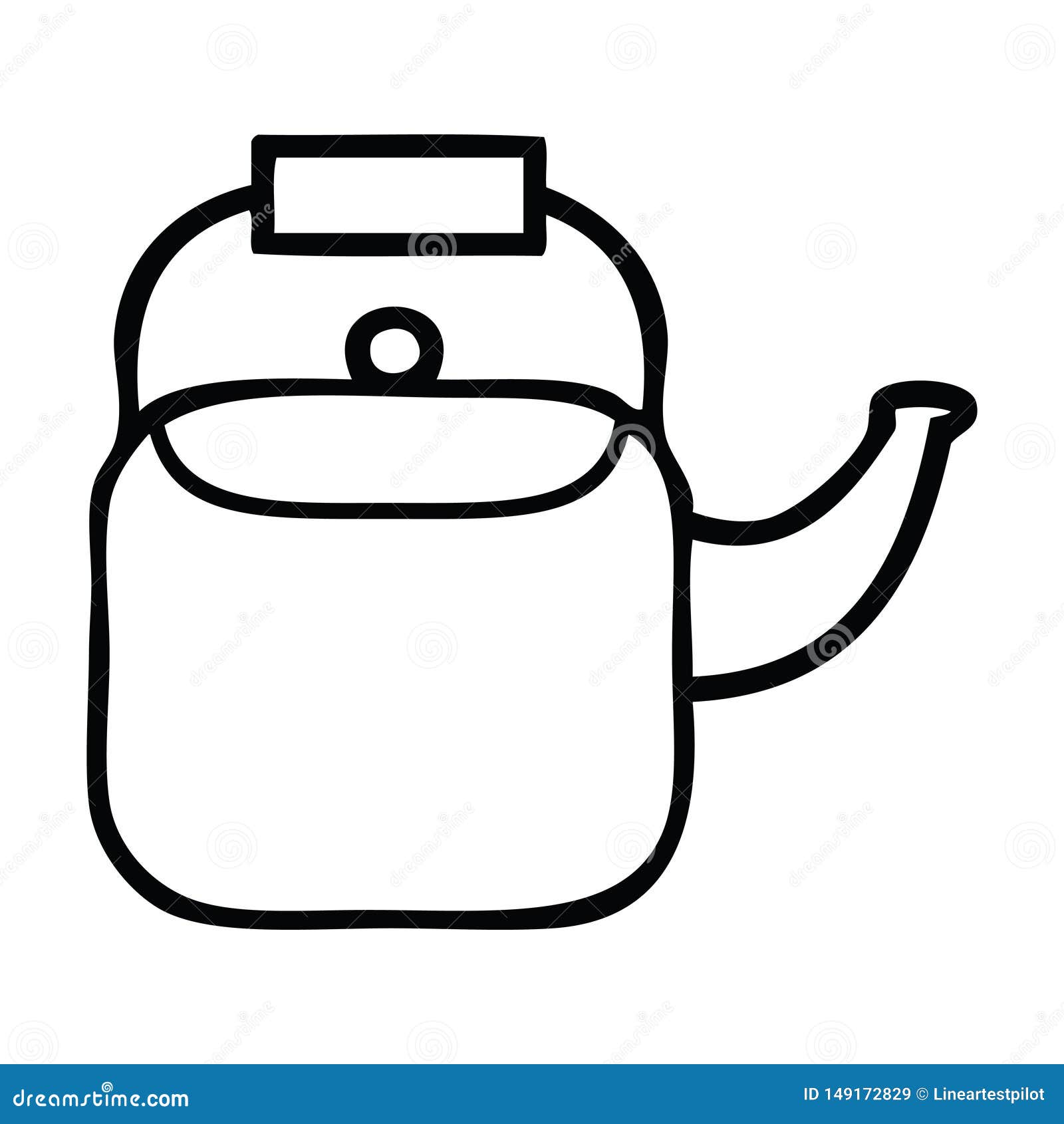 Line Drawing Cartoon Kettle Pot Stock Vector - Illustration of kettle ...