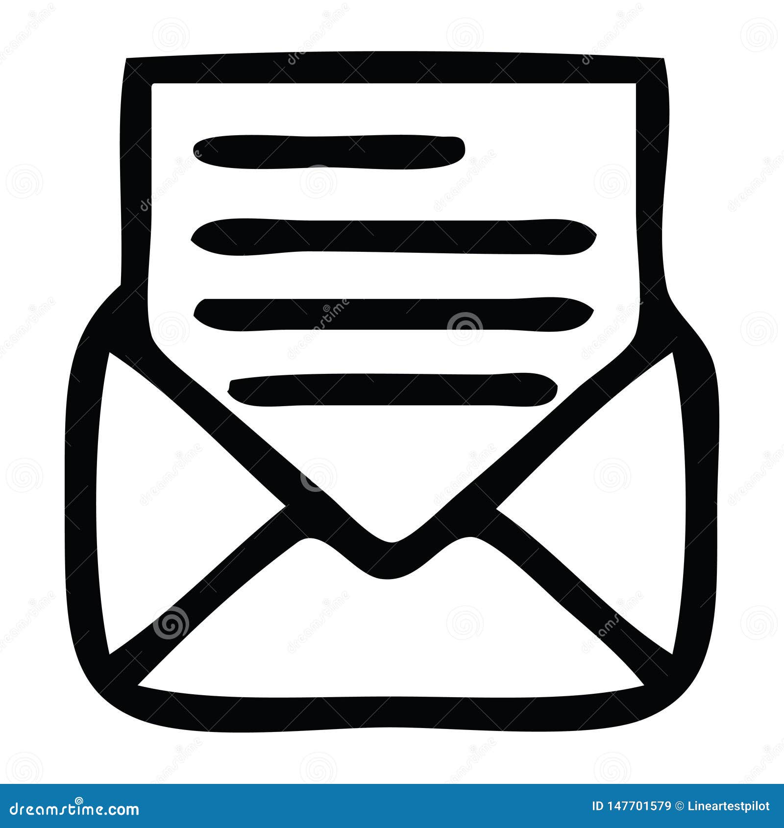 Line Drawing Cartoon Letter and Envelope Stock Vector - Illustration of ...