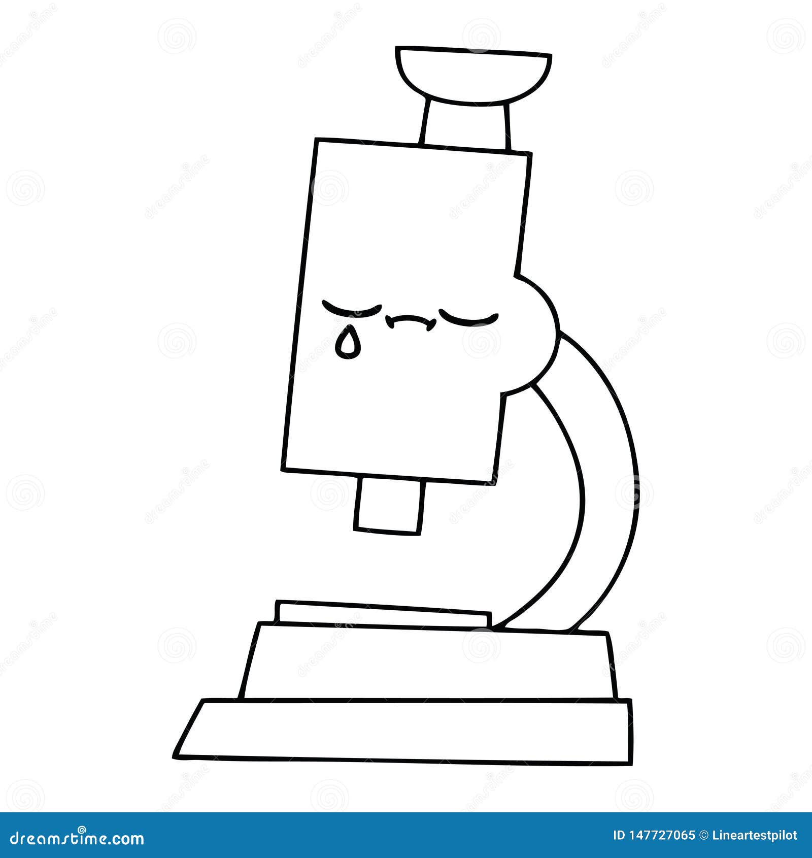 Line Drawing Cartoon Microscope Stock Vector - Illustration of hand ...