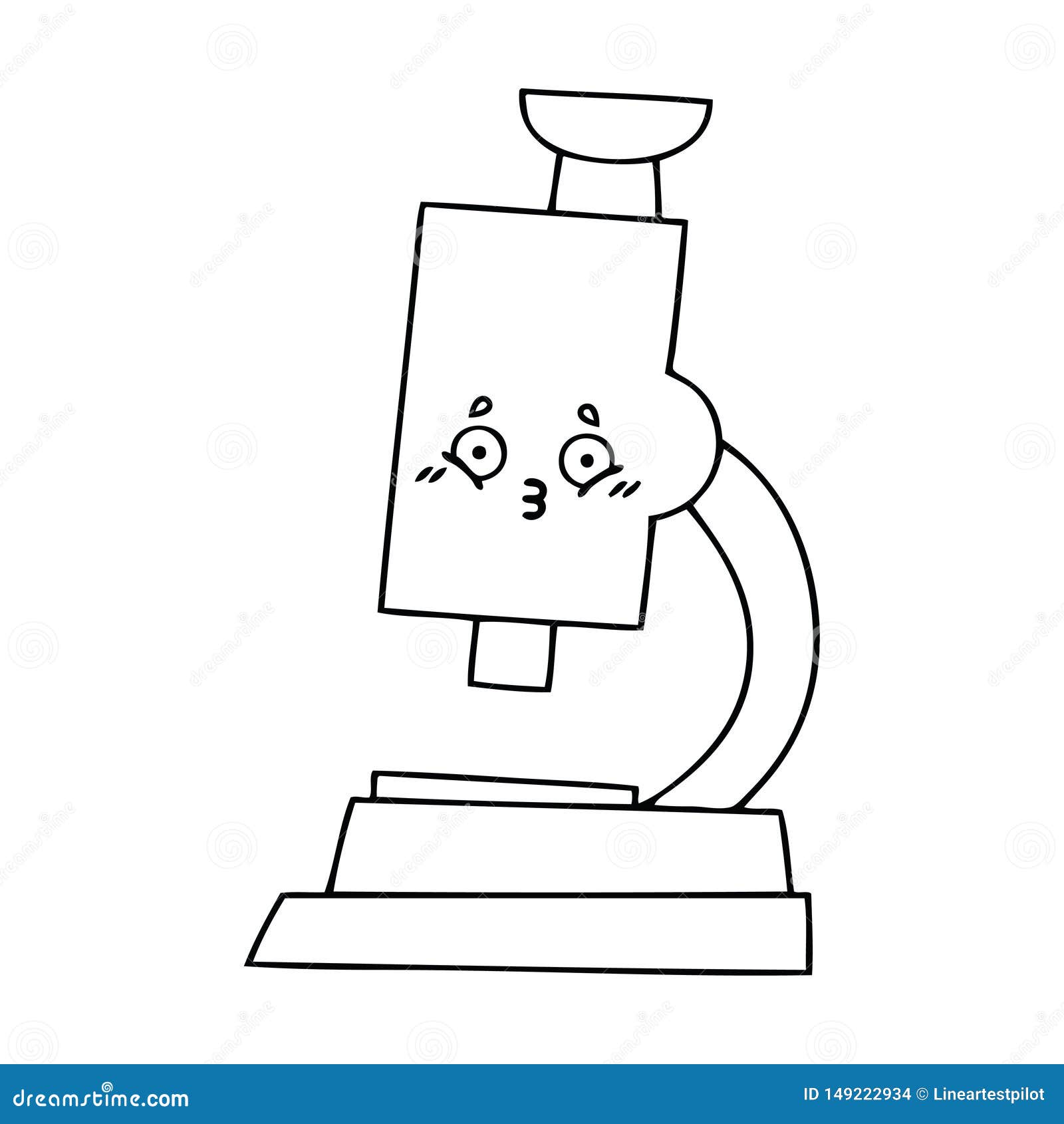 Line Drawing Cartoon Microscope Stock Vector - Illustration of hand ...