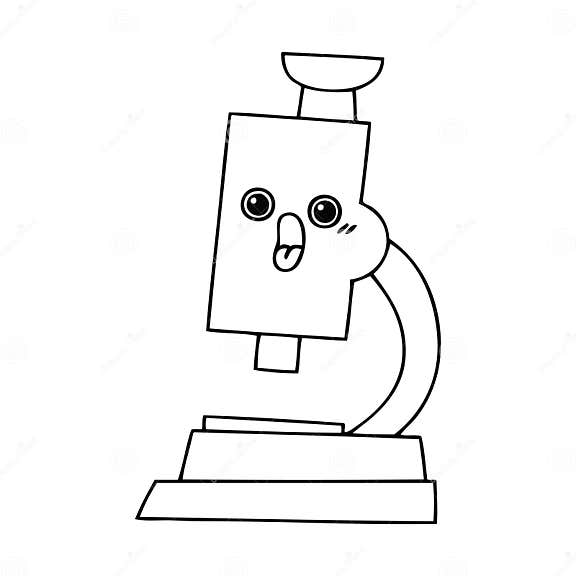 Line Drawing Cartoon Microscope Stock Vector - Illustration of drawing ...