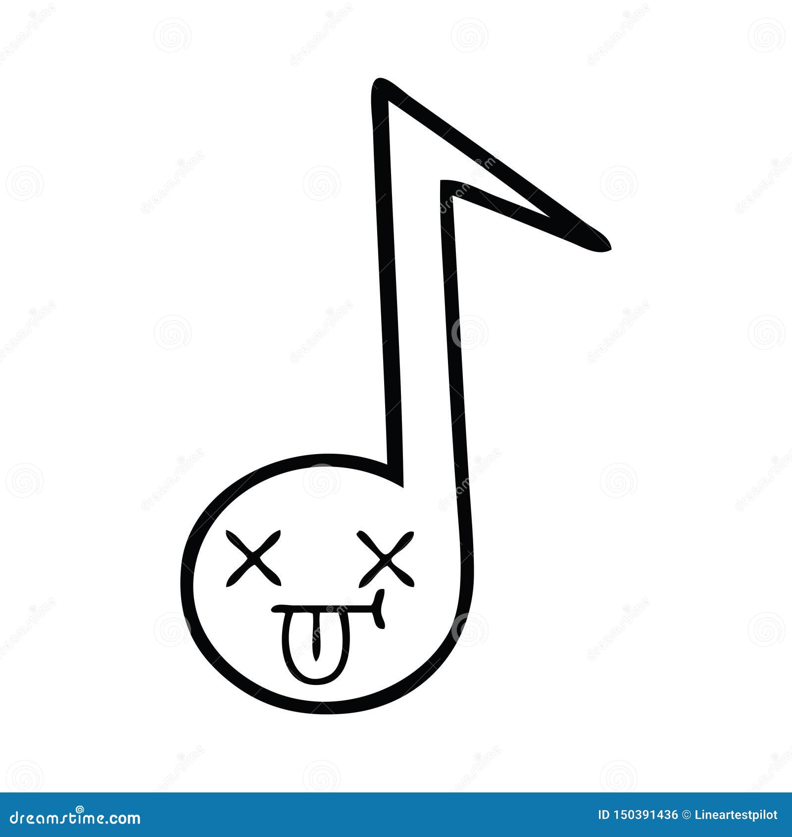 Line Drawing Cartoon of a Musical Note Stock Vector - Illustration of ...
