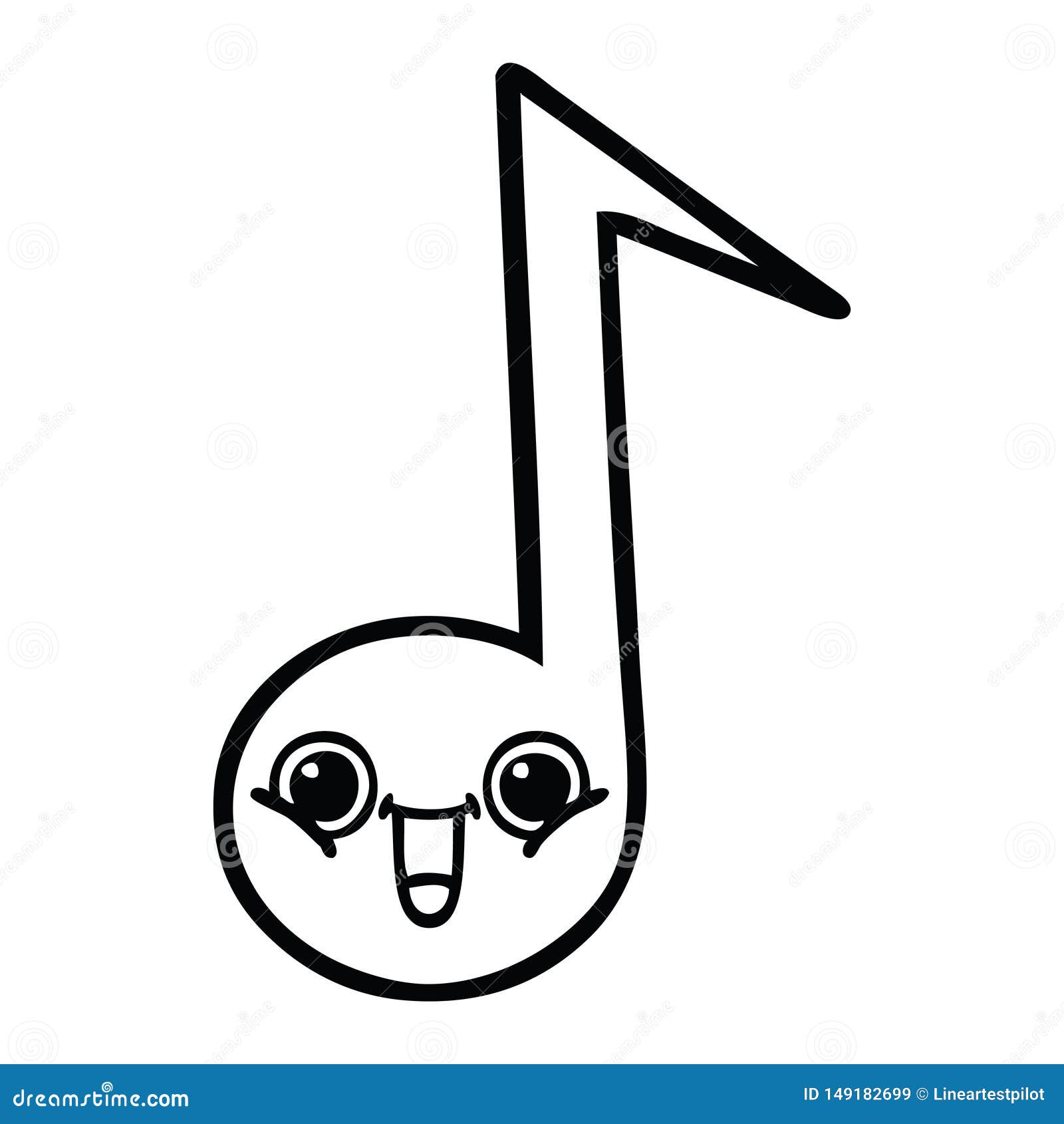 Line Drawing Cartoon Musical Note Stock Vector - Illustration of cute ...