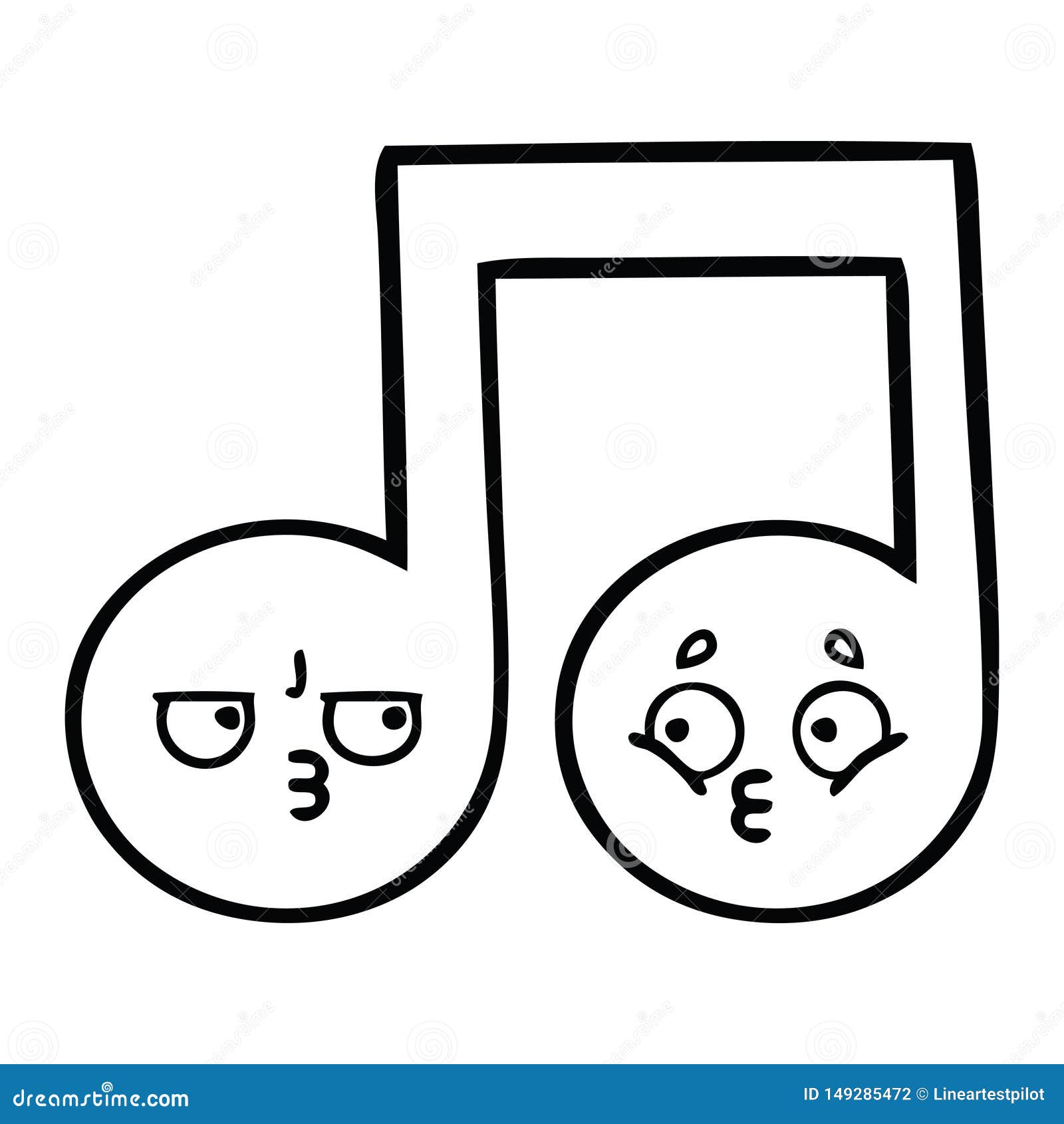 Line Drawing Cartoon Musical Note Stock Vector - Illustration of hand ...